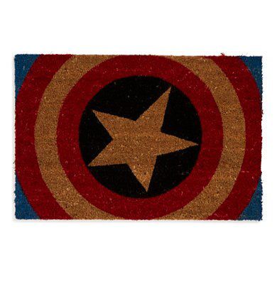Marvel Red, blue & natural Captain America Door mat, 40cm x 60cm | DIY ...