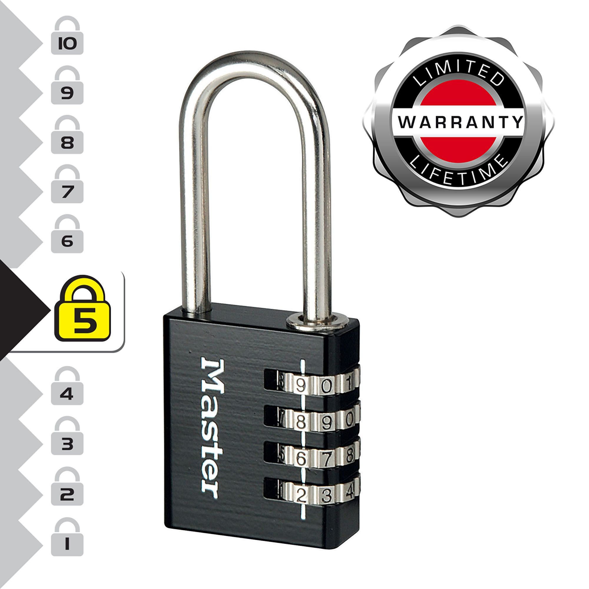 Master Lock Black Aluminium Combination Padlock H 102mm W 40mm