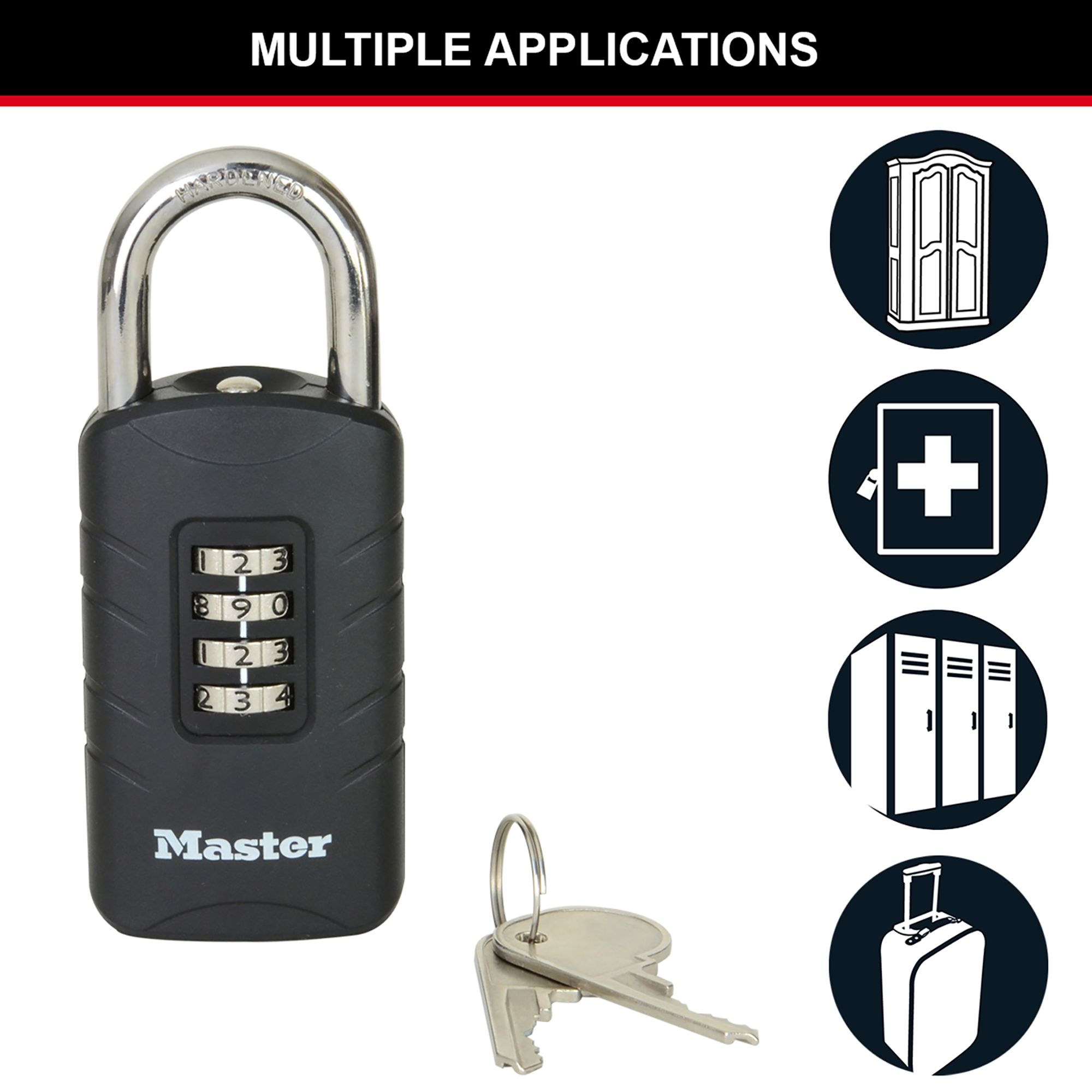 Master Lock Black Zinc Combination Padlock With key override (H)120mm ...