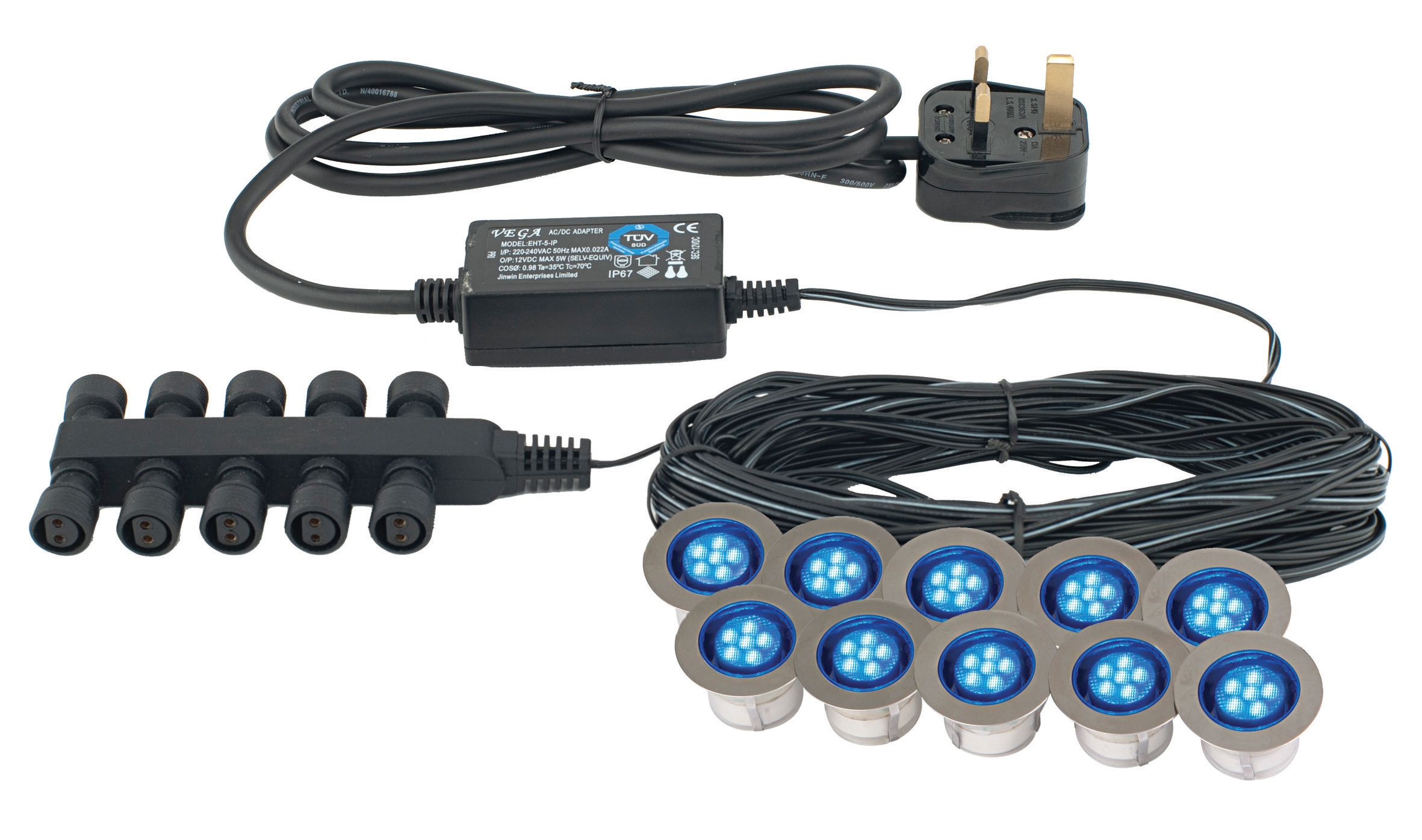 Masterlite Apollo Blue Mains-powered Blue LED Deck lighting kit, Pack ...