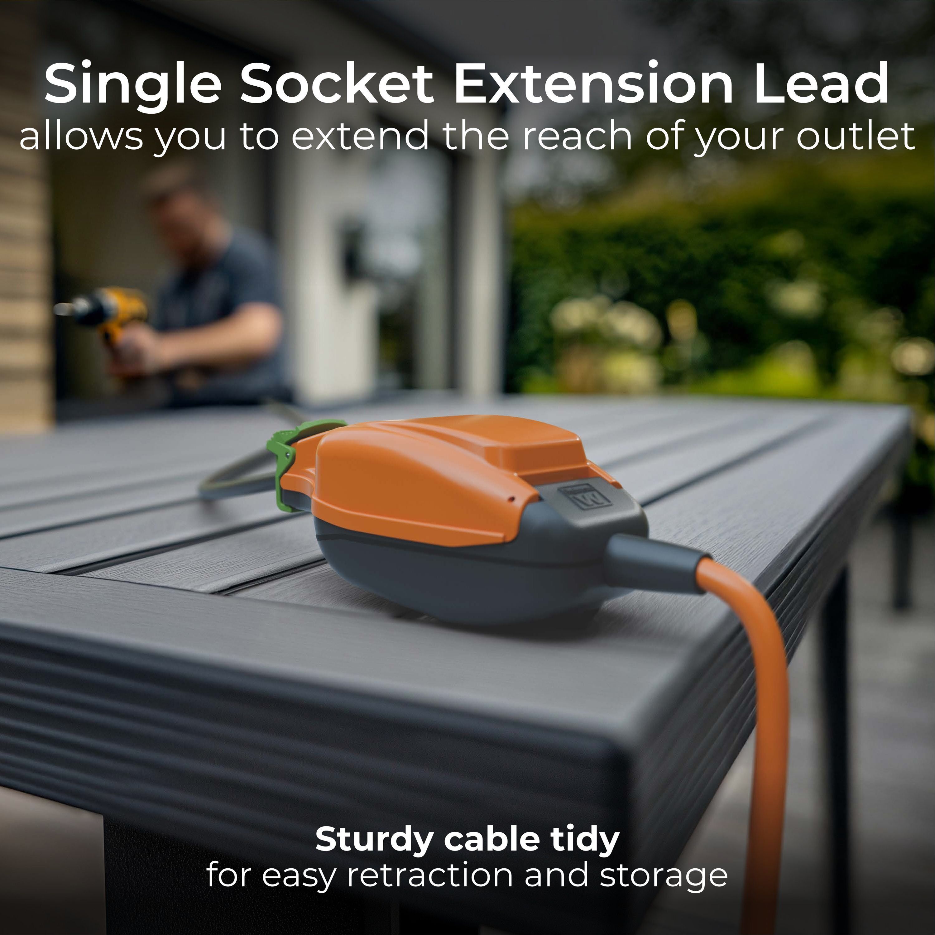 Masterplug 1 socket 13A Orange Extension lead, 15m