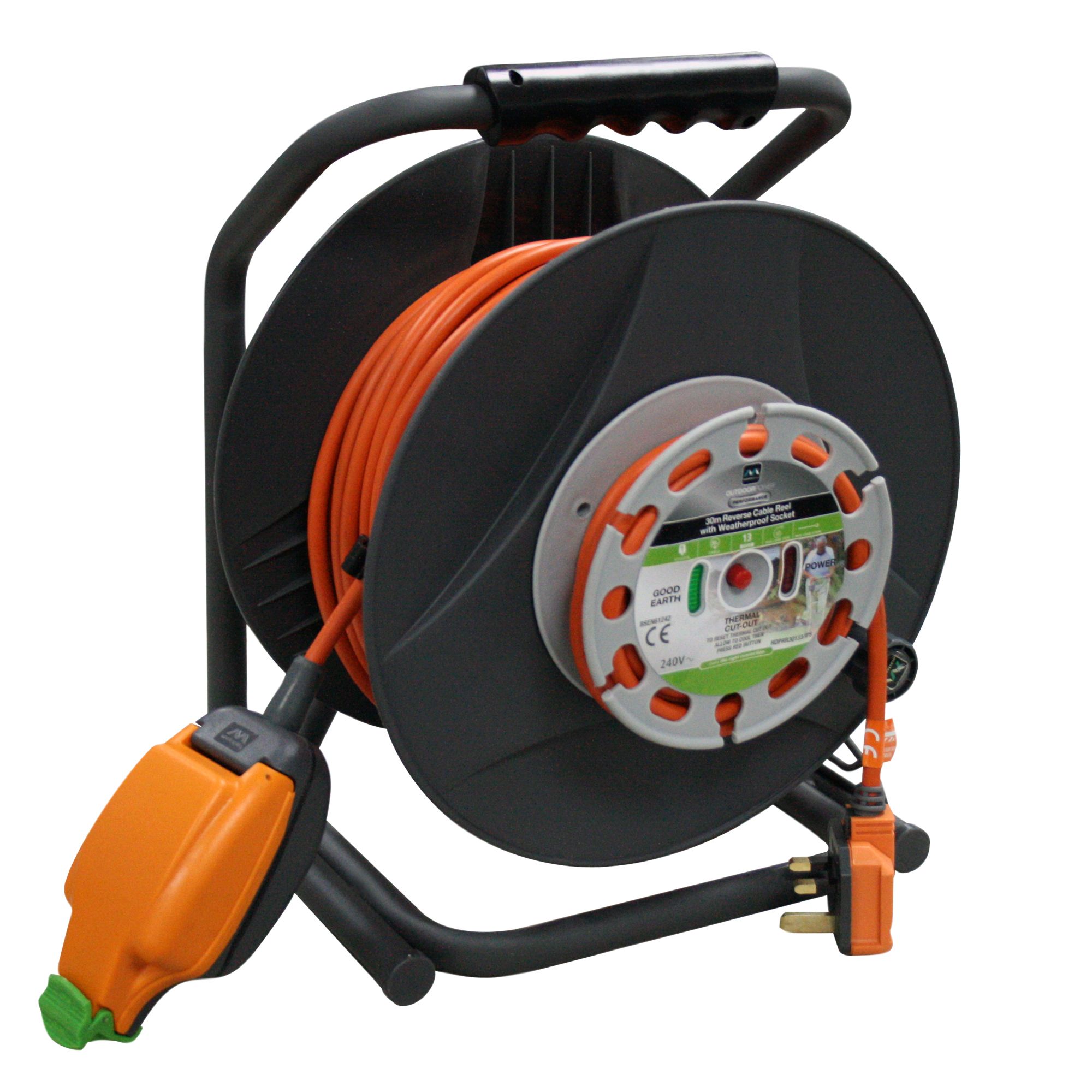 Masterplug 1 socket Black Indoor & outdoor Cable reel, 30m