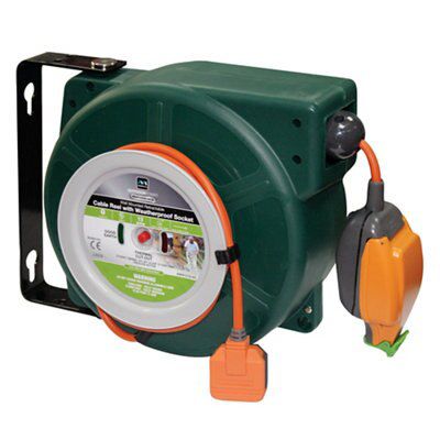 Masterplug 1 socket Green Indoor Cable reel