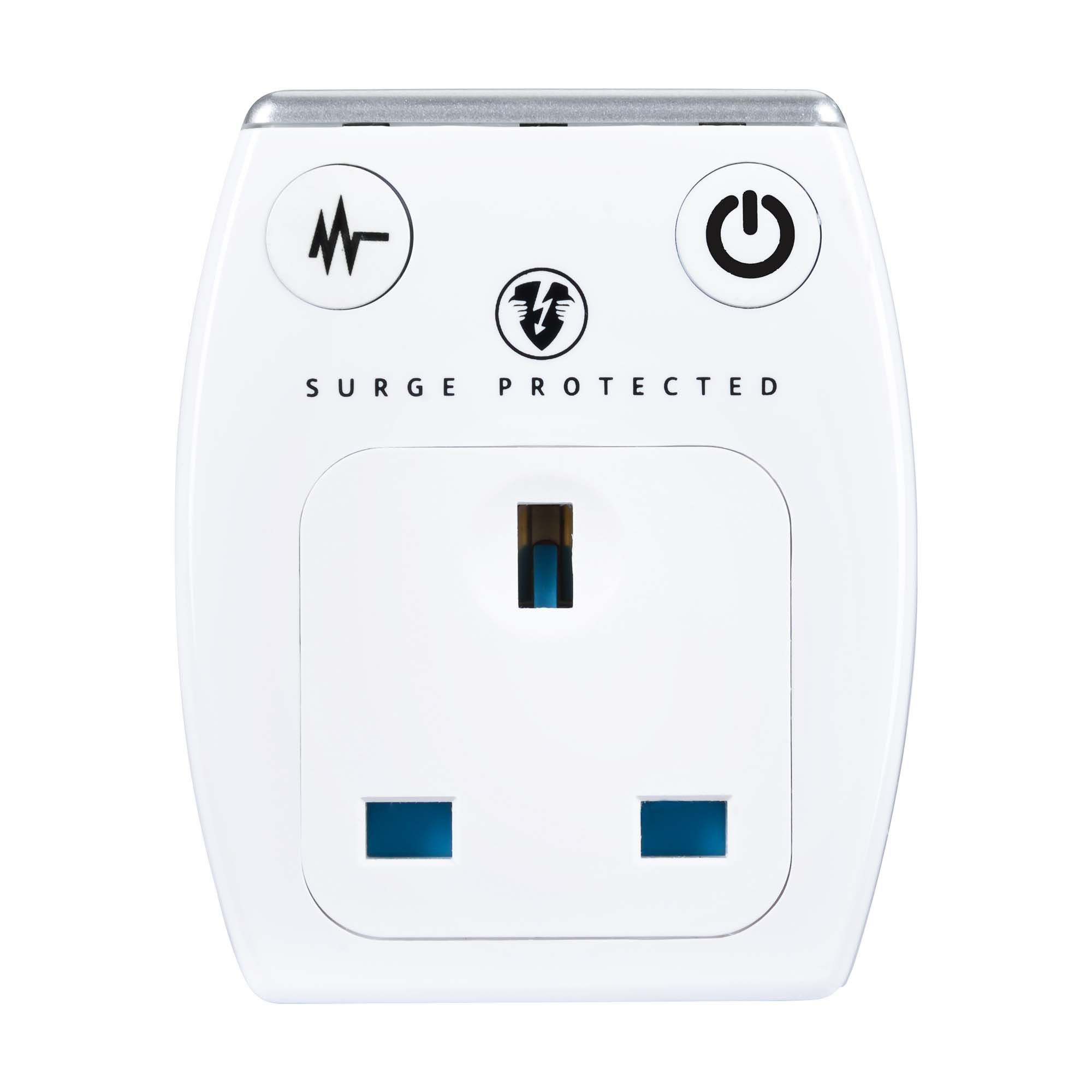 Masterplug 13A Surge protection socket adaptor White