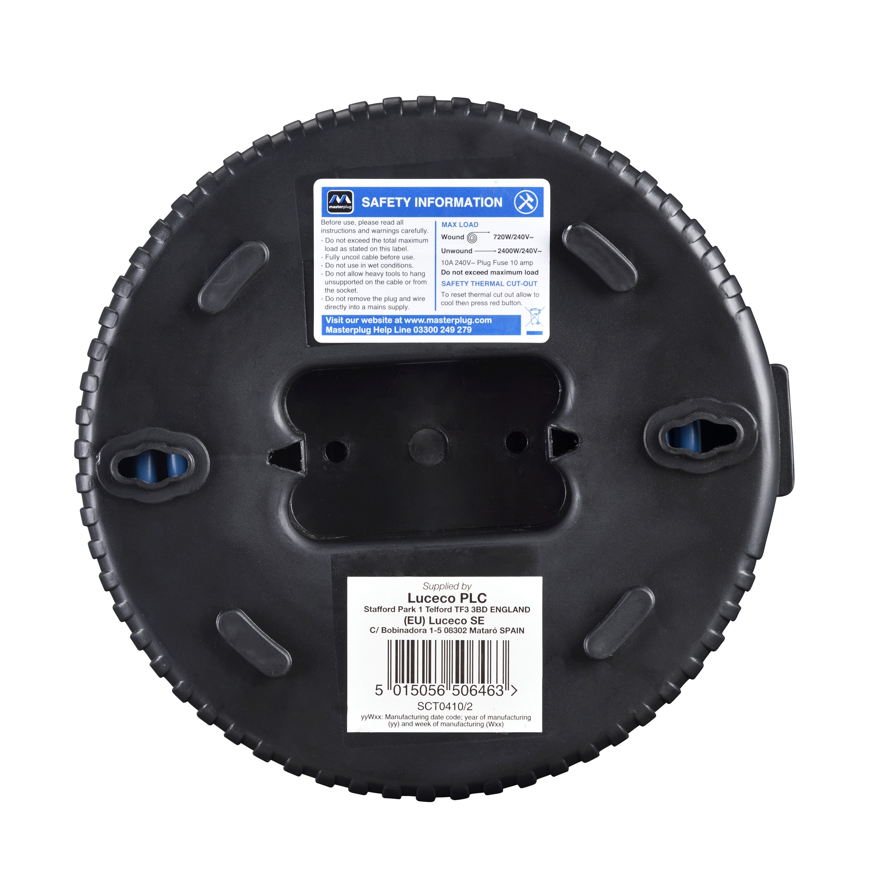 Masterplug 2 socket Black Cable reel, 4m | DIY at B&Q