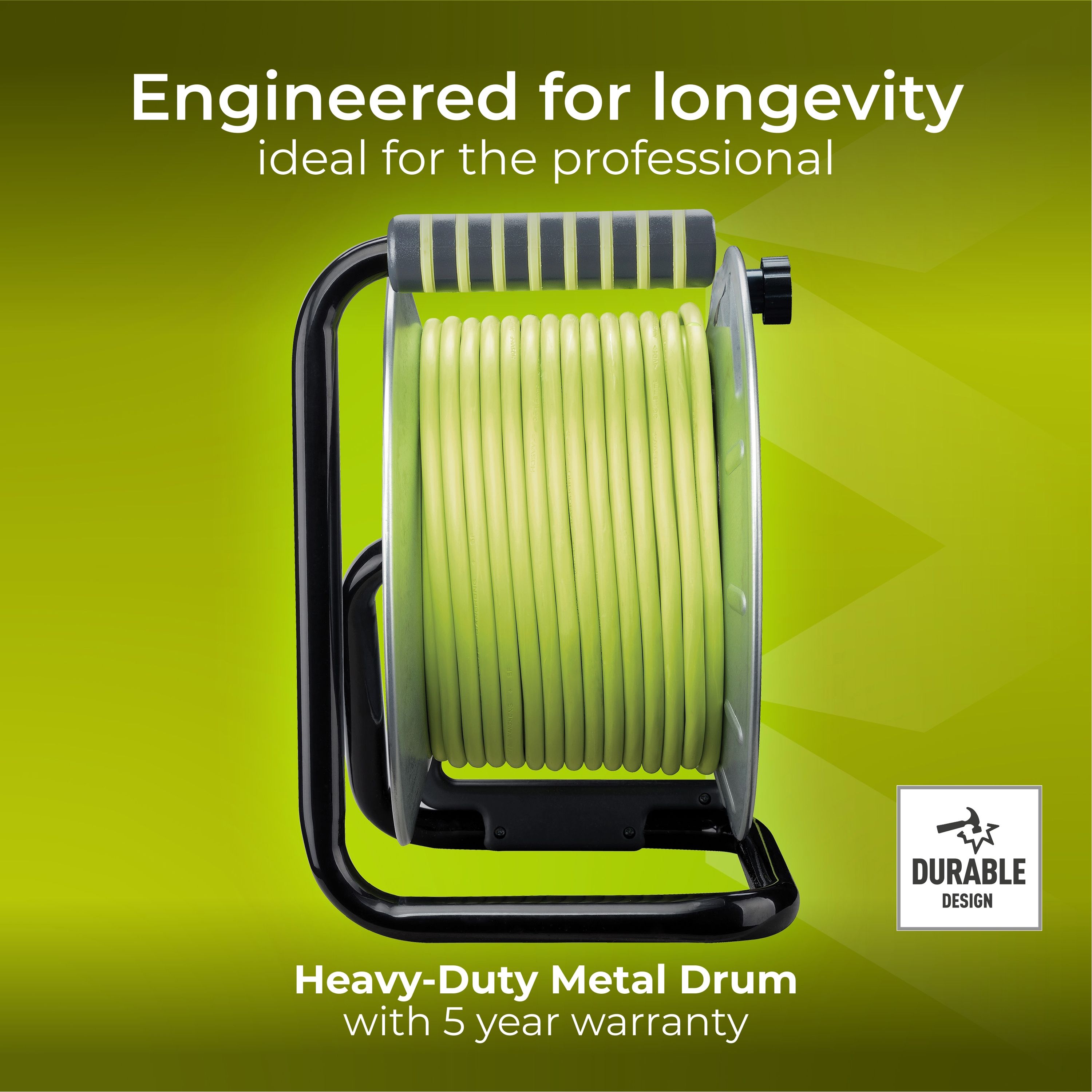 Masterplug 4 socket Grey & green Indoor & outdoor Cable reel, 40m