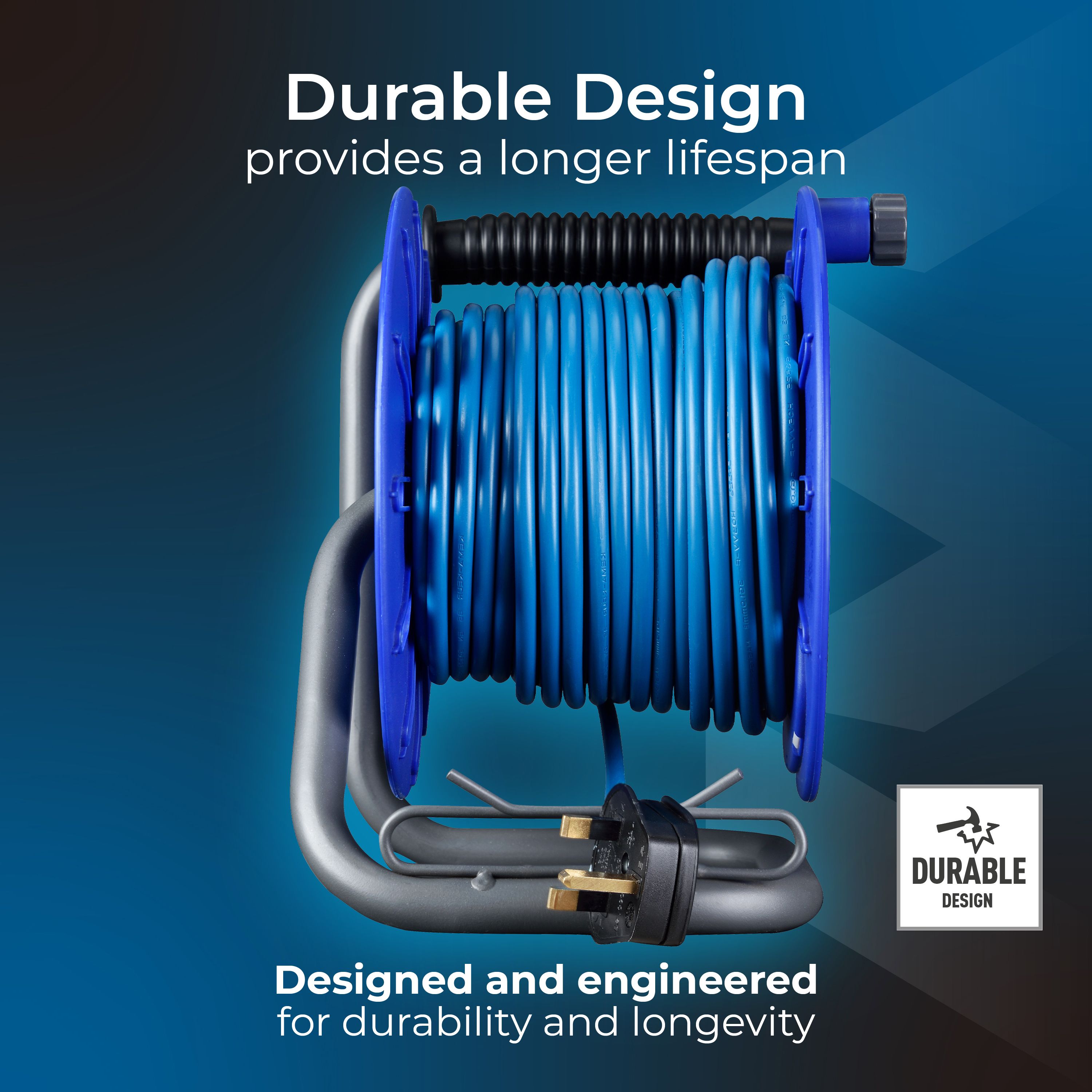 Masterplug Blue Indoor & outdoor Cable reel, 20m