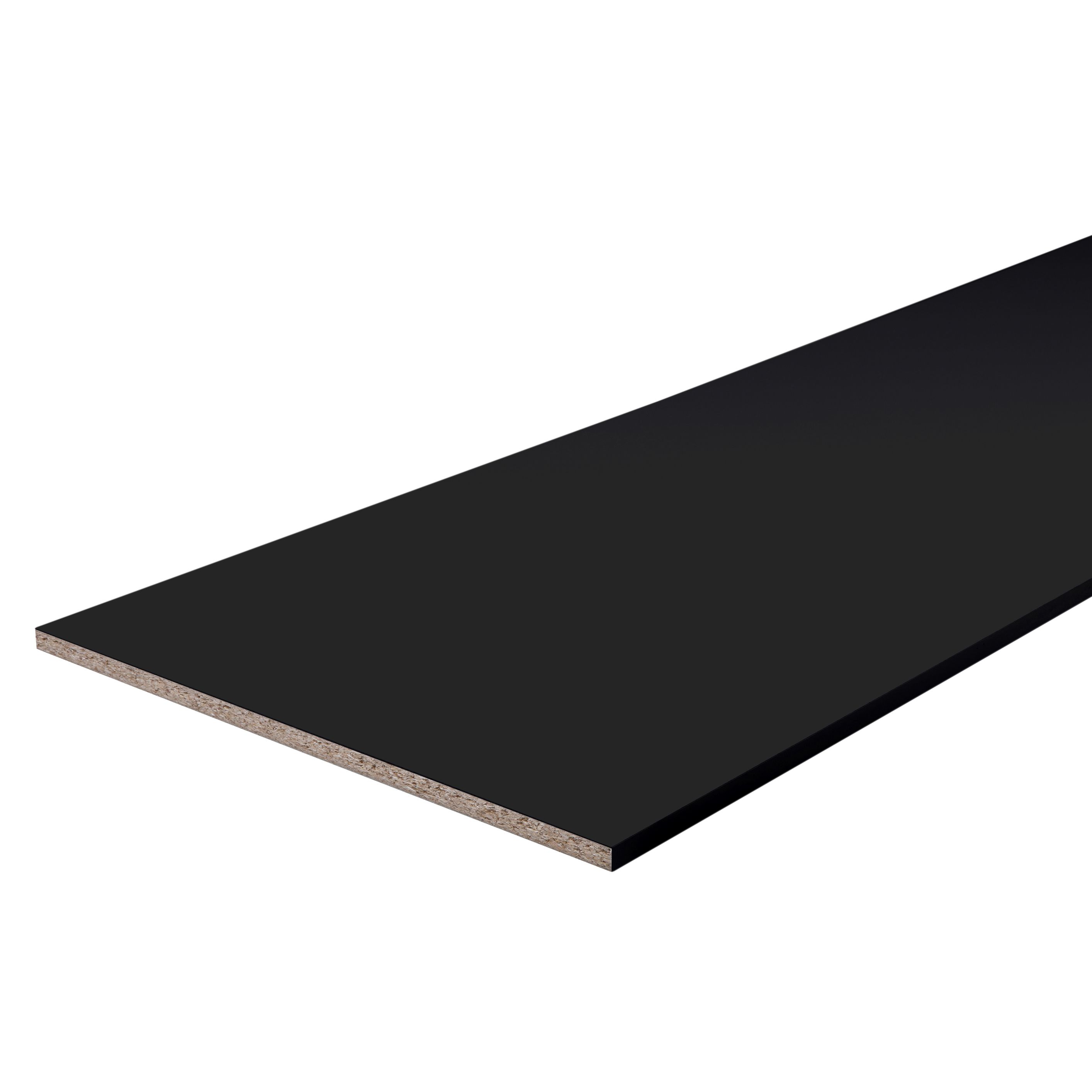Matt Black Semi edged Chipboard Furniture board, (L)2.5m (W)400mm (T ...