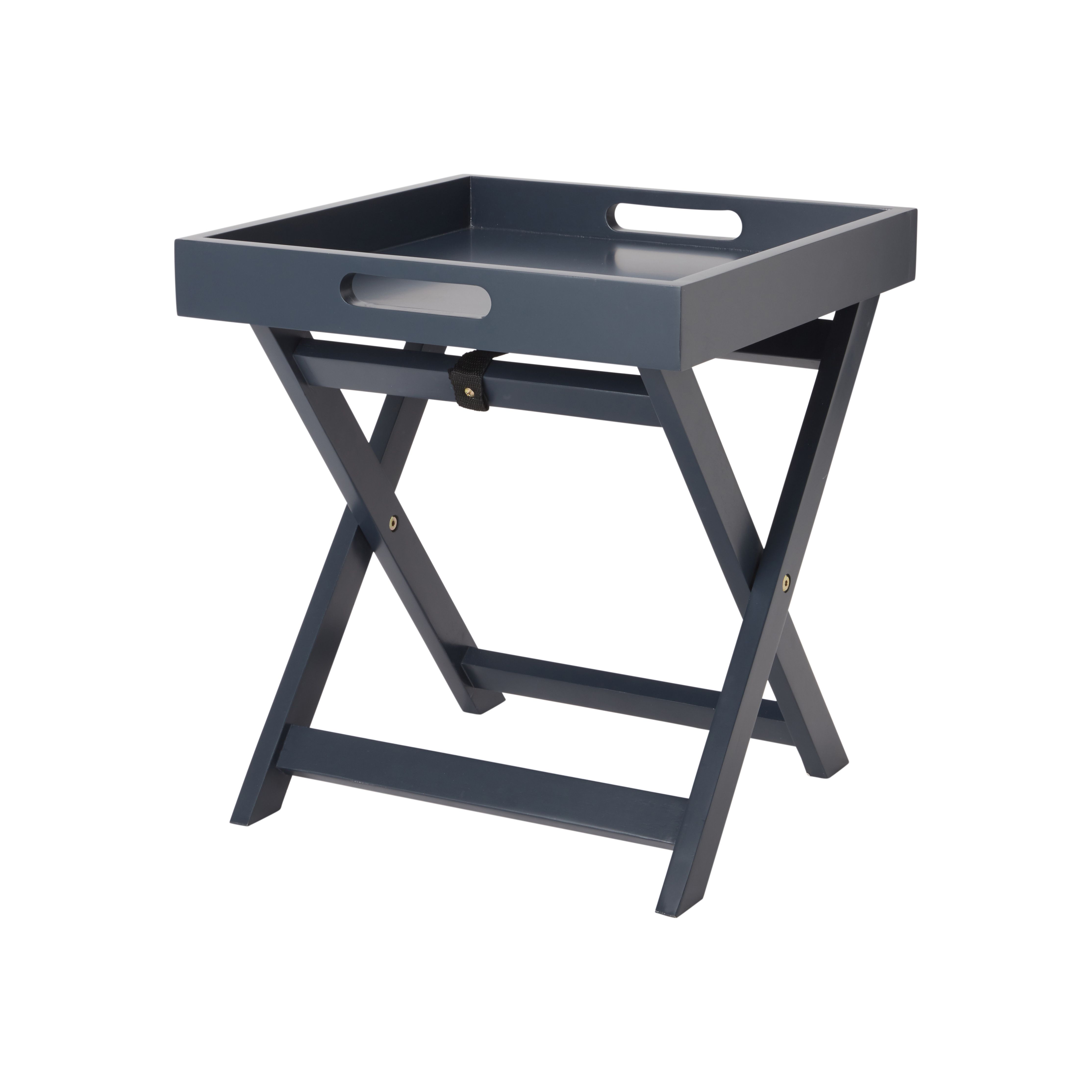 Matt dark blue Tray table (H)44cm (W)40cm (D)40cm | DIY at B&Q
