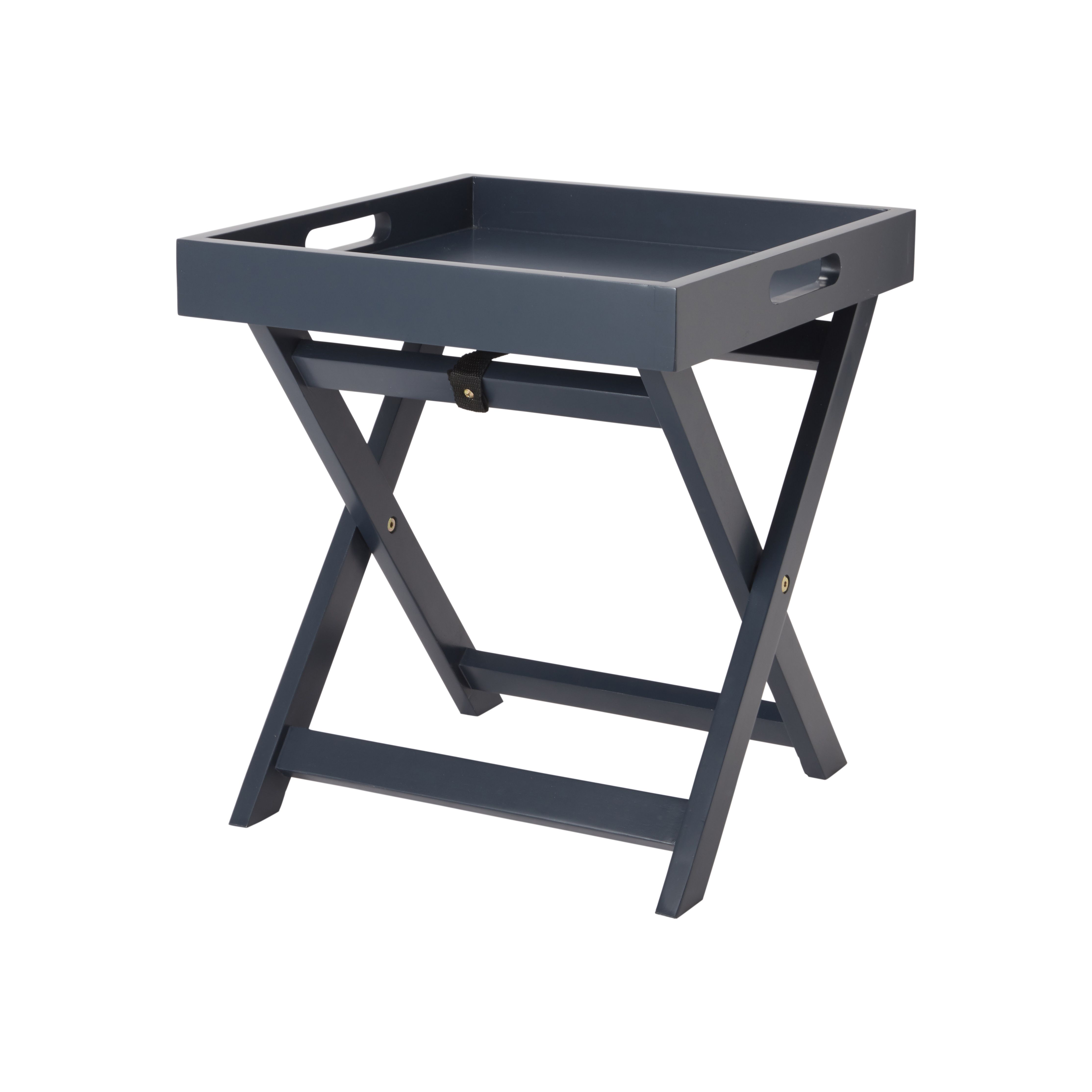 Matt dark blue Tray table (H)44cm (W)40cm (D)40cm | DIY at B&Q