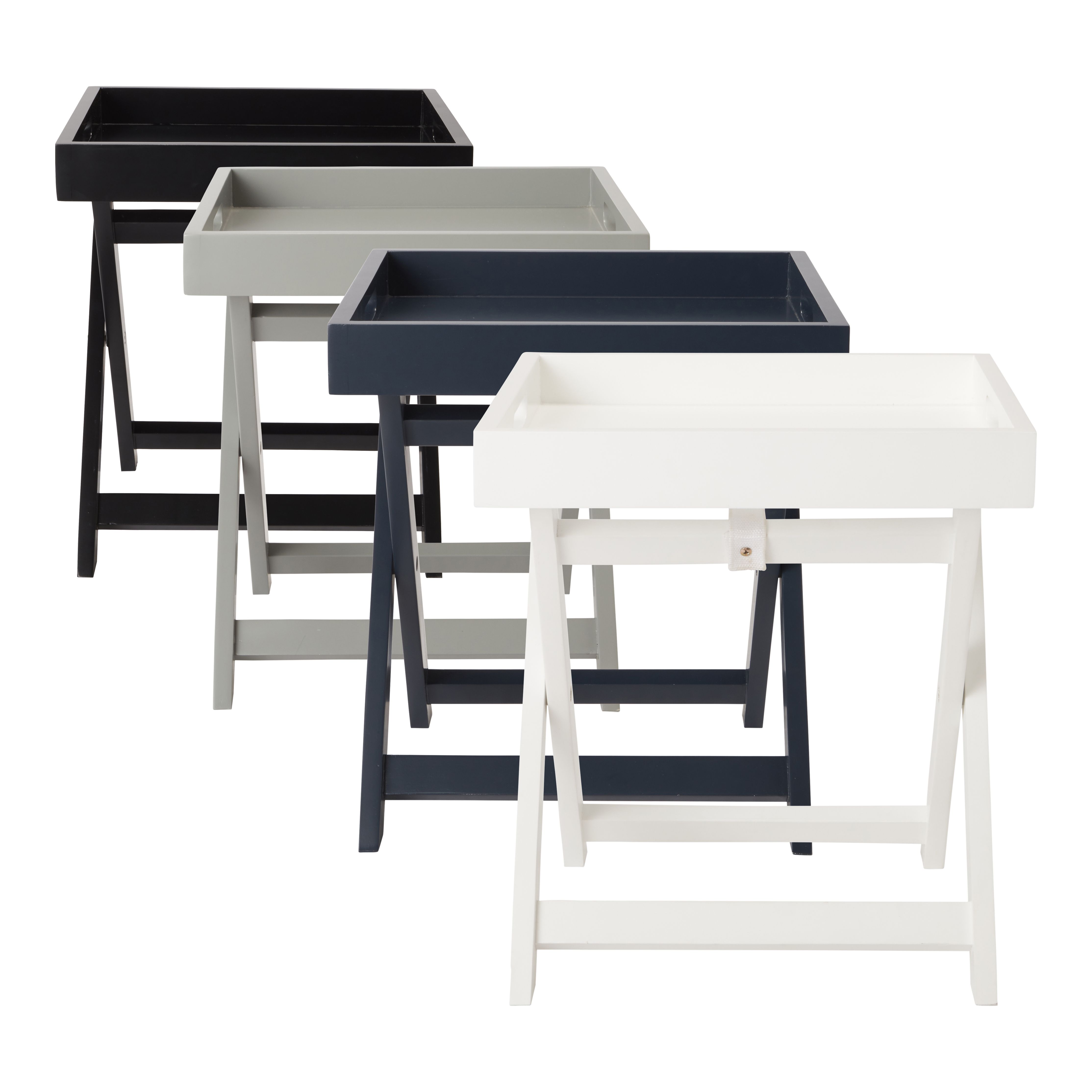 Matt dark blue Tray table (H)44cm (W)40cm (D)40cm