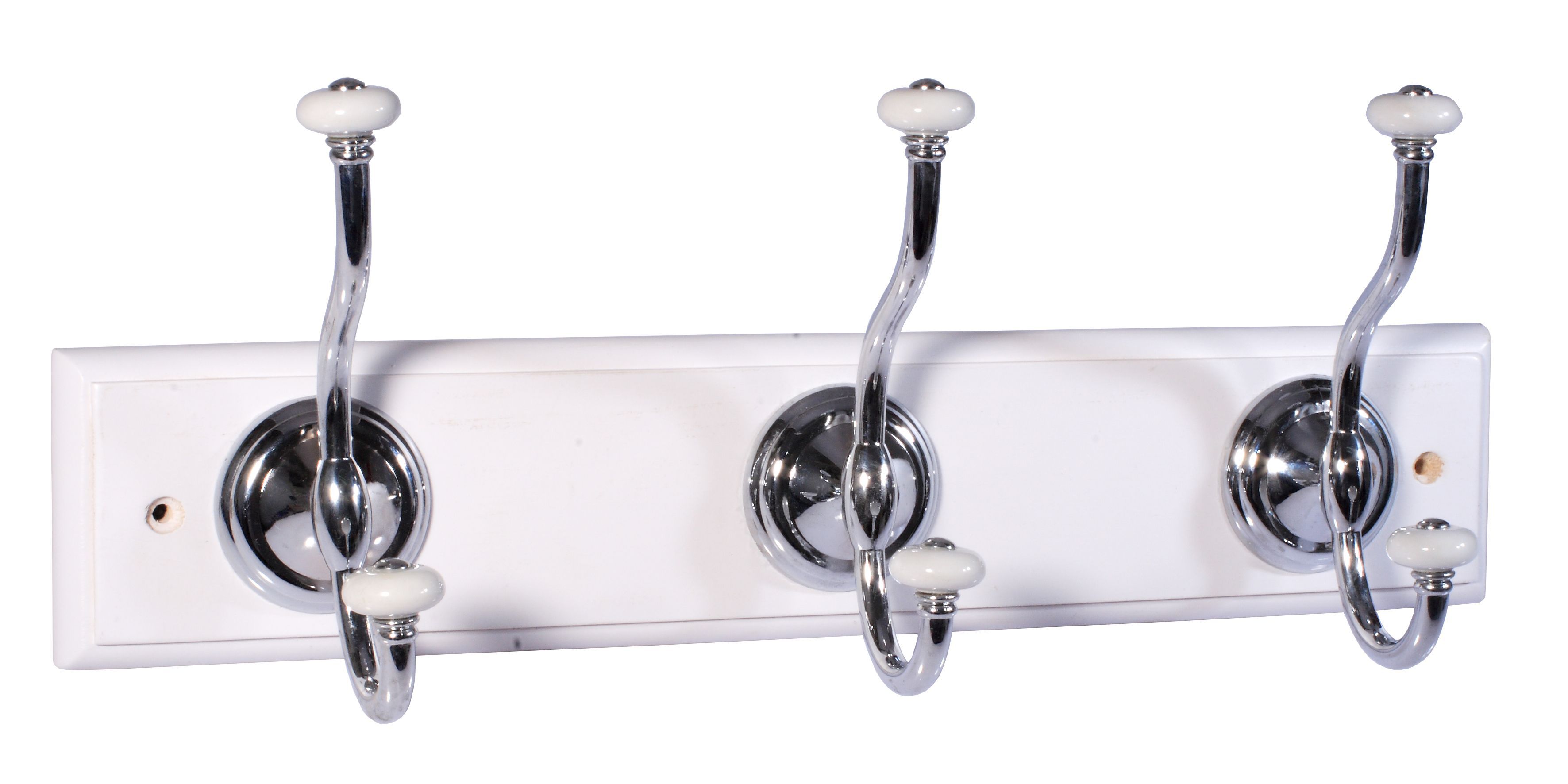 Matt White Chrome effect 3 Hook rail (L)457mm (H)15mm