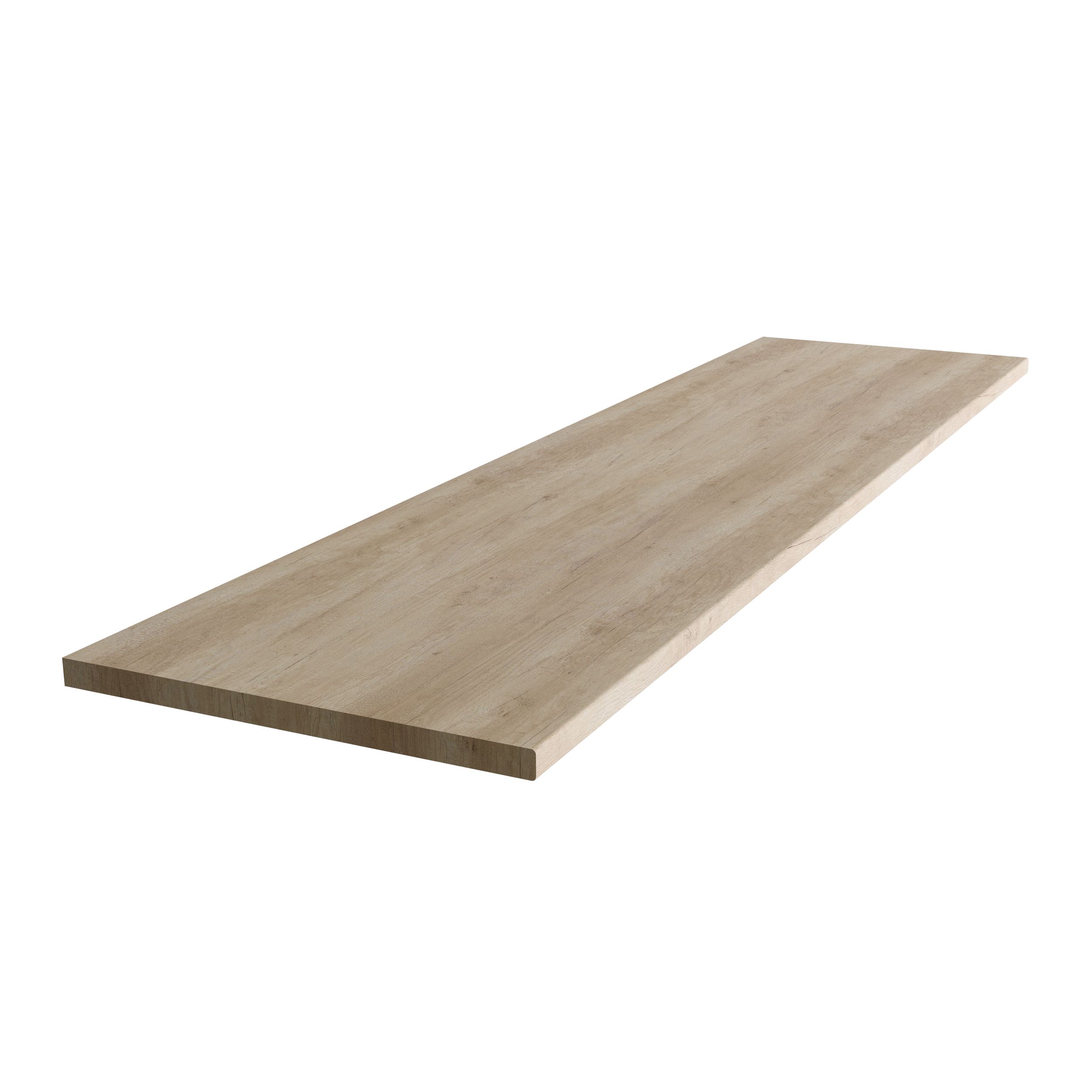 Matt Wood Oak effect Round edge Chipboard & laminate Worktop (T) 2.2cm ...