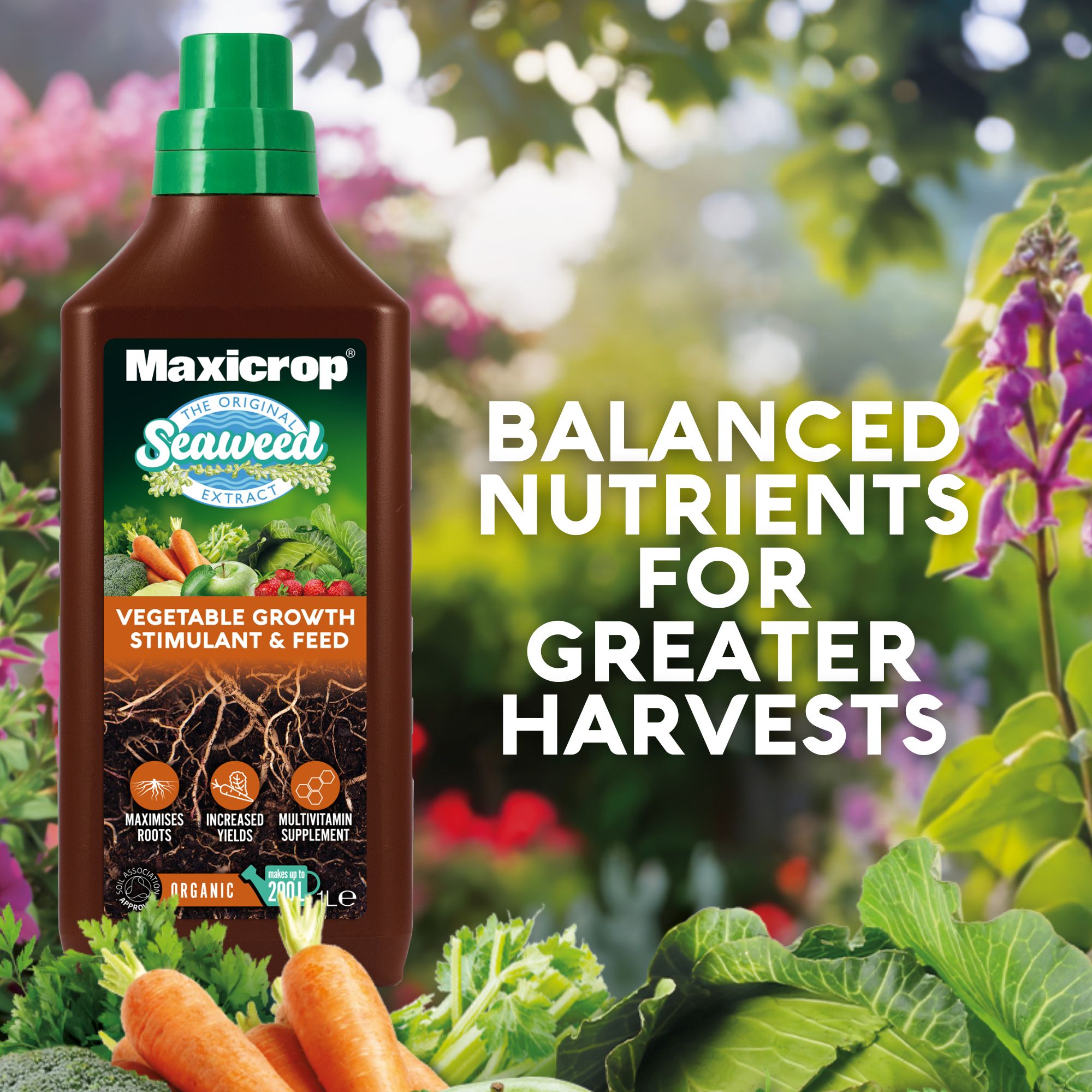 MAXICROP ALL PURPOSE LIQUID VEGETABLE GROWTH STIMULANT & FEED, 1L