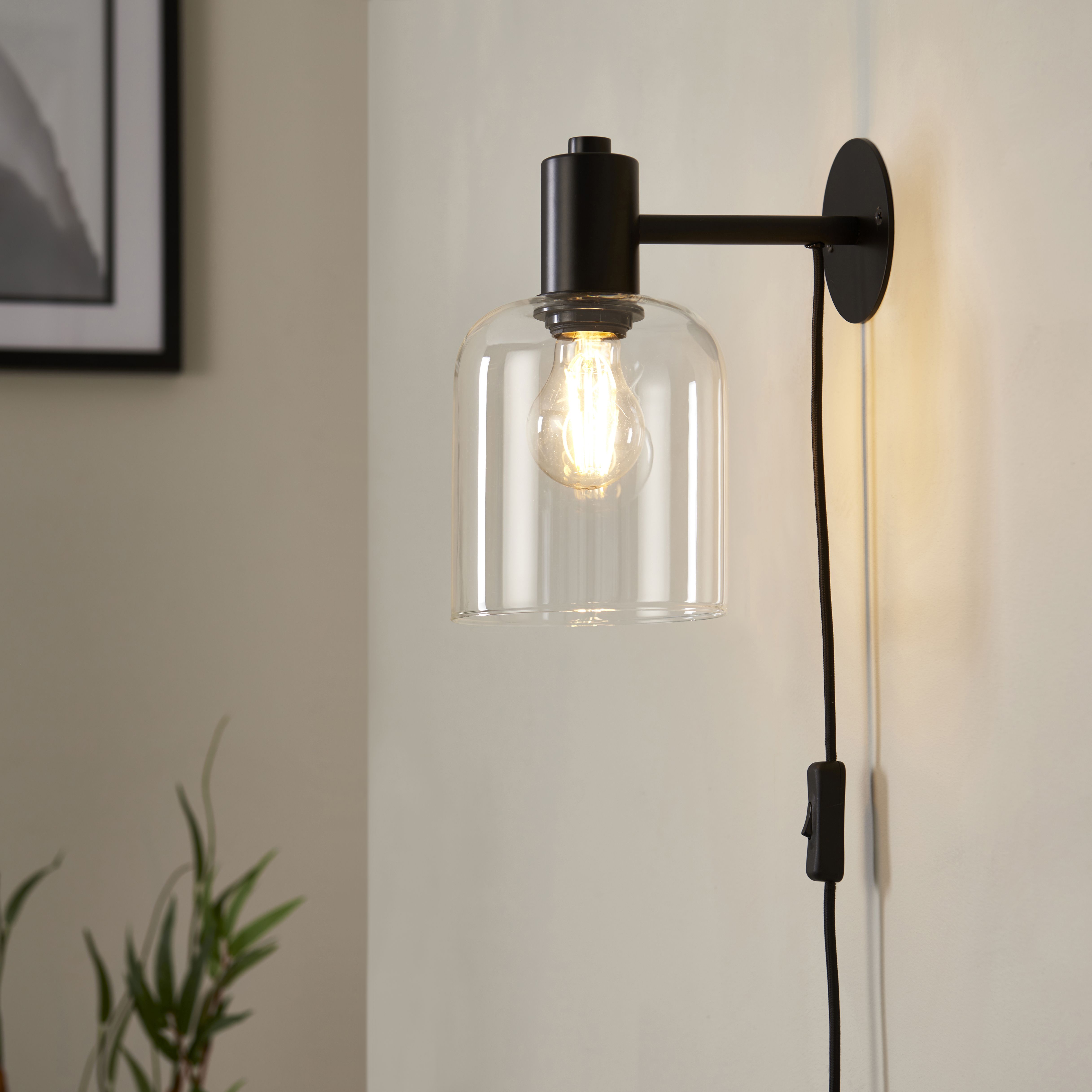 Maxton Black Plug-in Wall light | DIY at B&Q