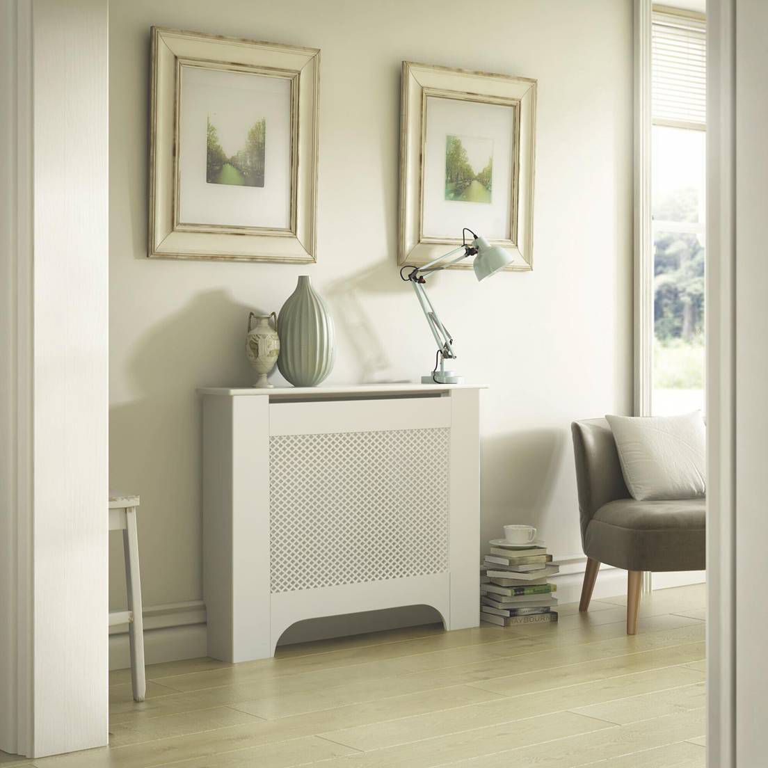 Mayfair Medium White Radiator cover 815mm(H) 1115mm(W) 190mm(D) | DIY ...