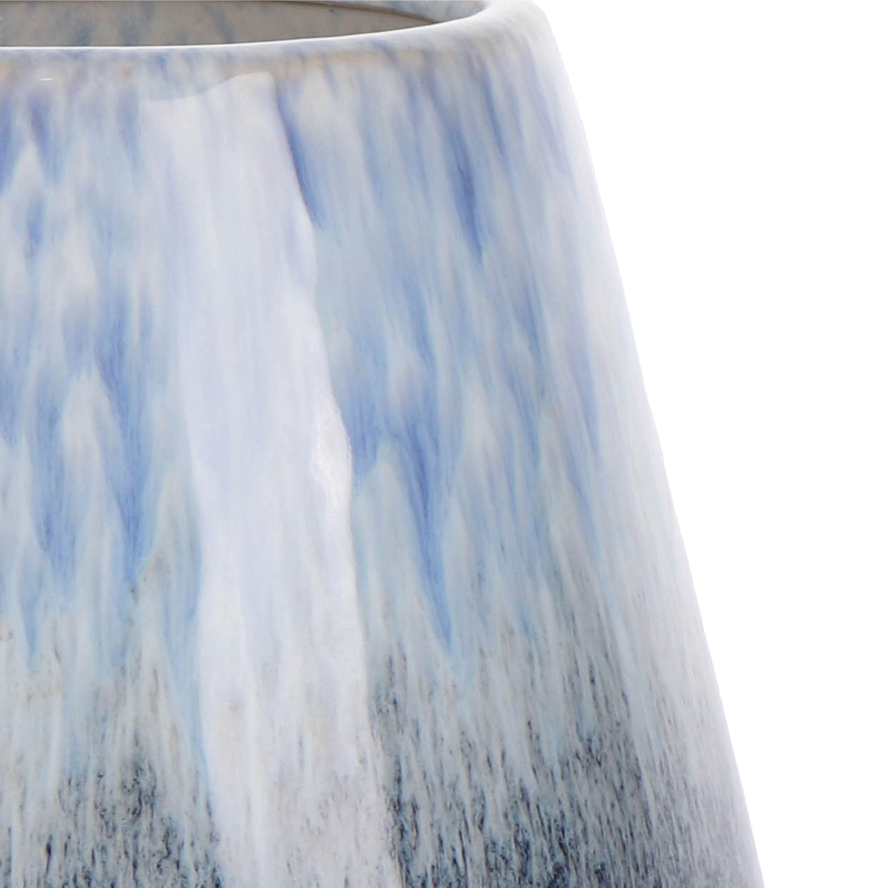 Medium Blue & Grey Gloss Ceramic Coastal Vase, (H)25cm (D)19.5cm