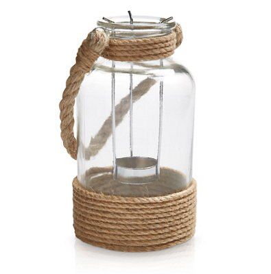 Medium Glass & rope Jar, Natural | DIY at B&Q