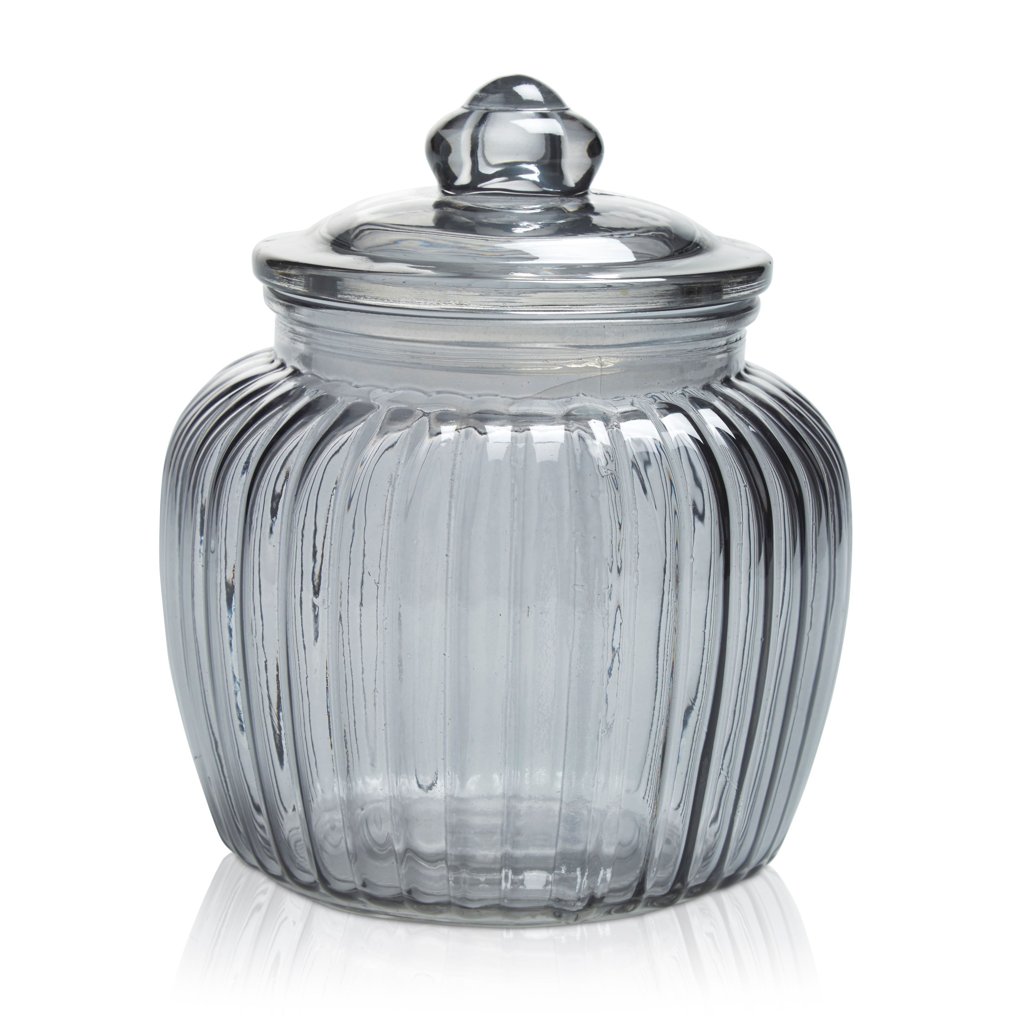 Medium Ornate Glass Jar, Grey | DIY at B&Q