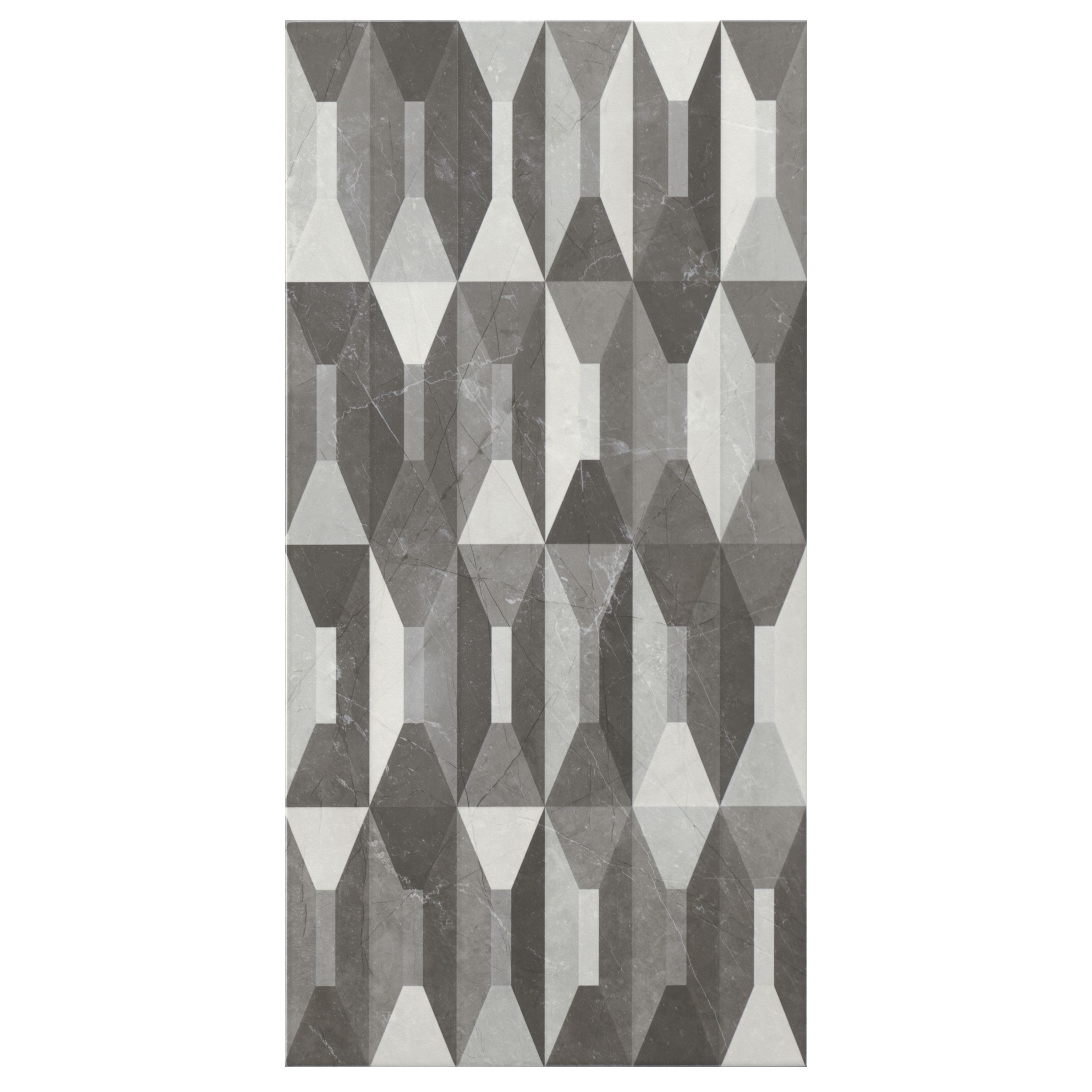 Memphis Grey Gloss Harlequin effect Ceramic Wall Tile, Pack of 5, (L ...