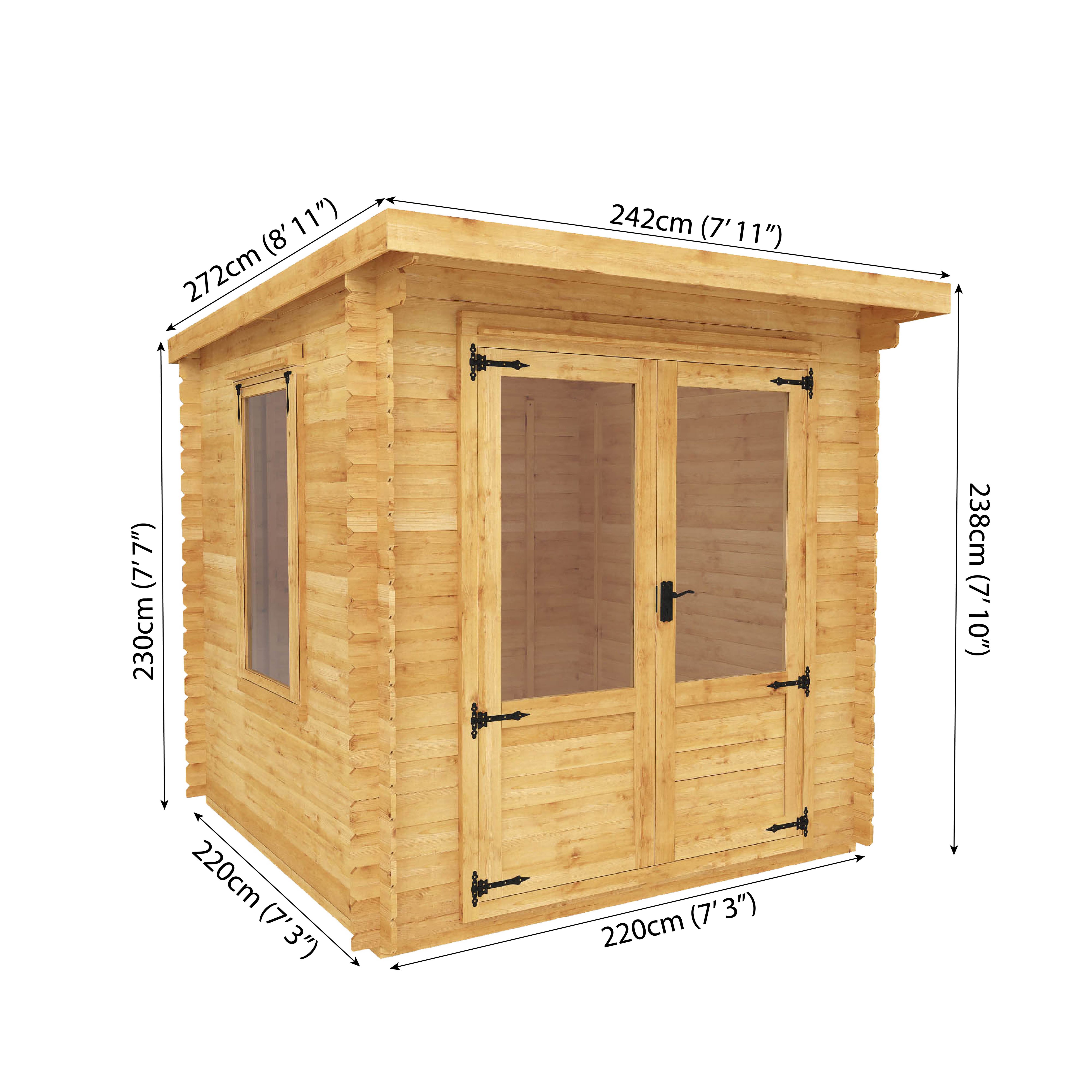 Mercia 8x8 ft with Double door Pent Cabin