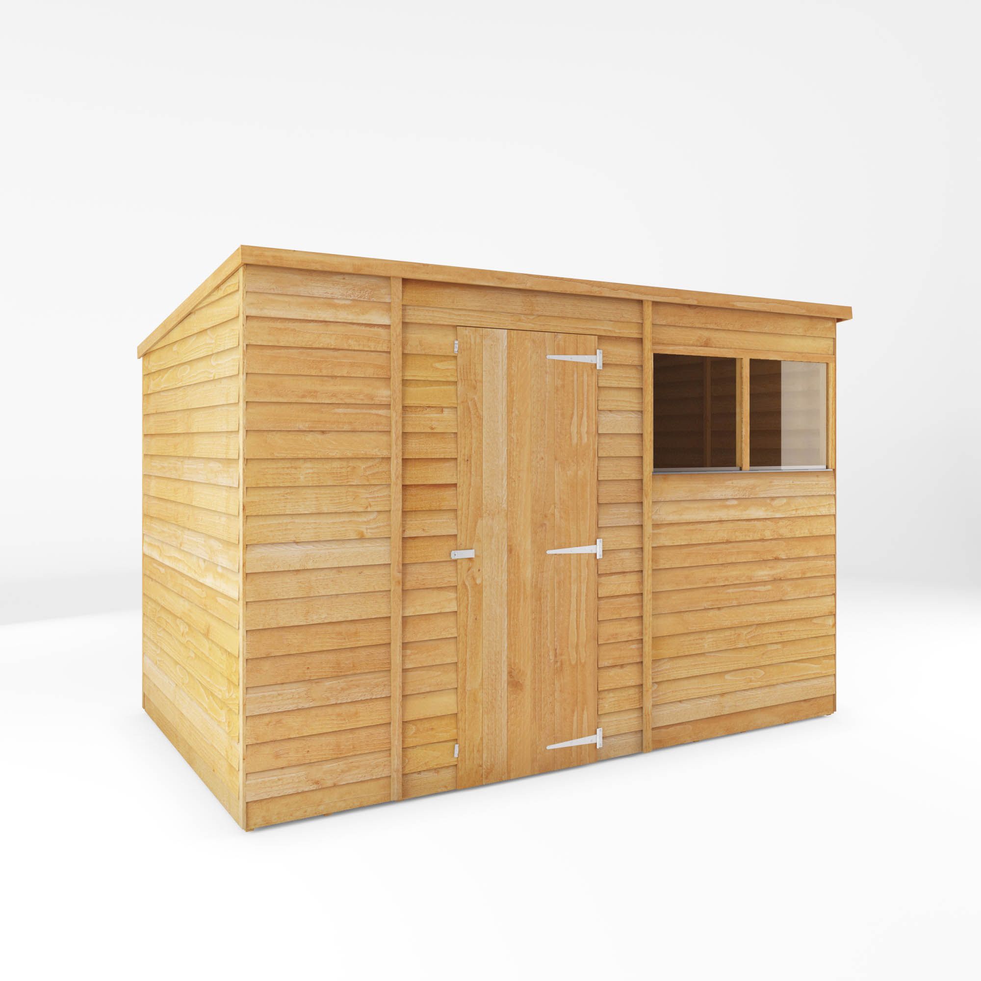 Mercia Overlap 10x6 ft Pent Wooden Shed with floor & 2 windows