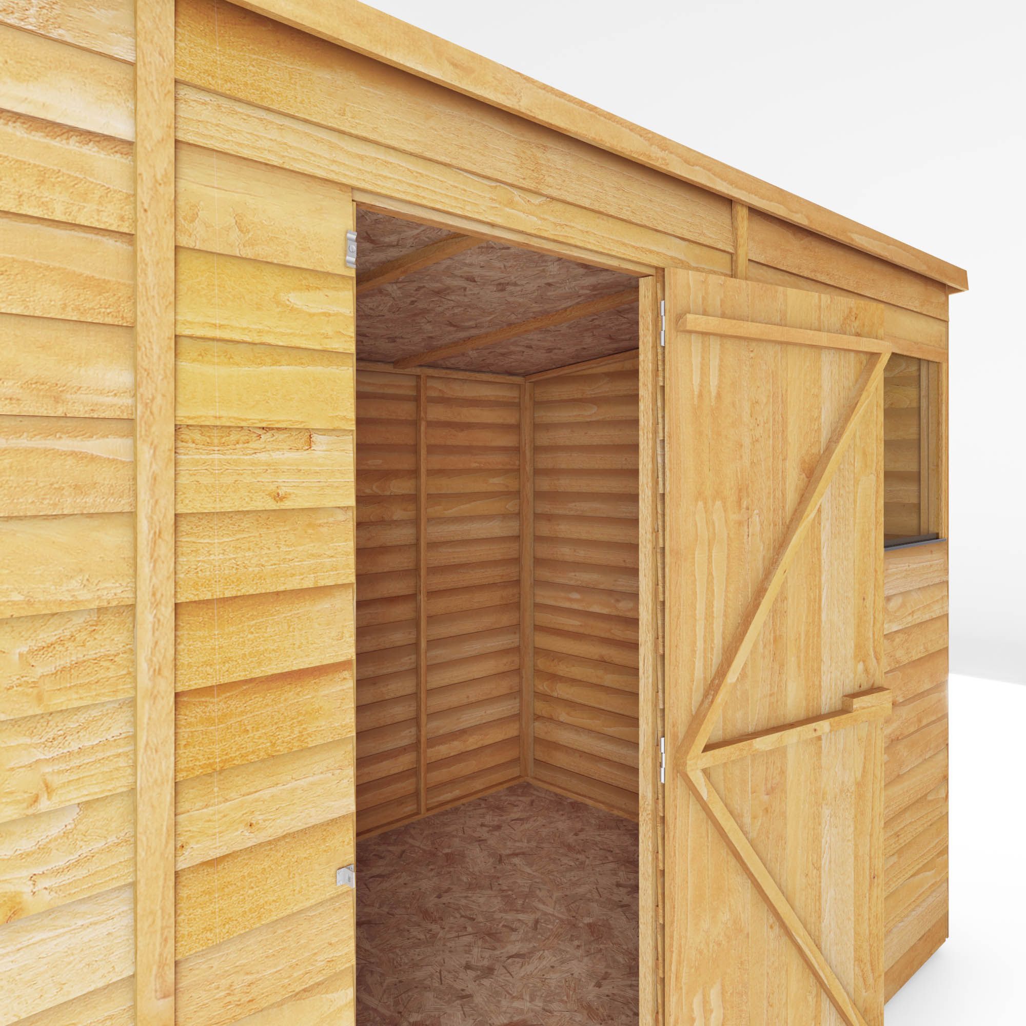 Mercia Overlap 10x6 ft Pent Wooden Shed with floor & 2 windows