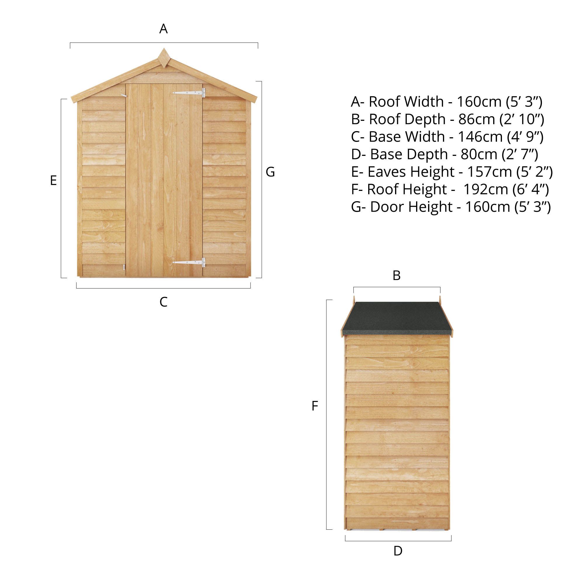 Mercia Overlap 5x3 ft Apex Wooden Shed with floor