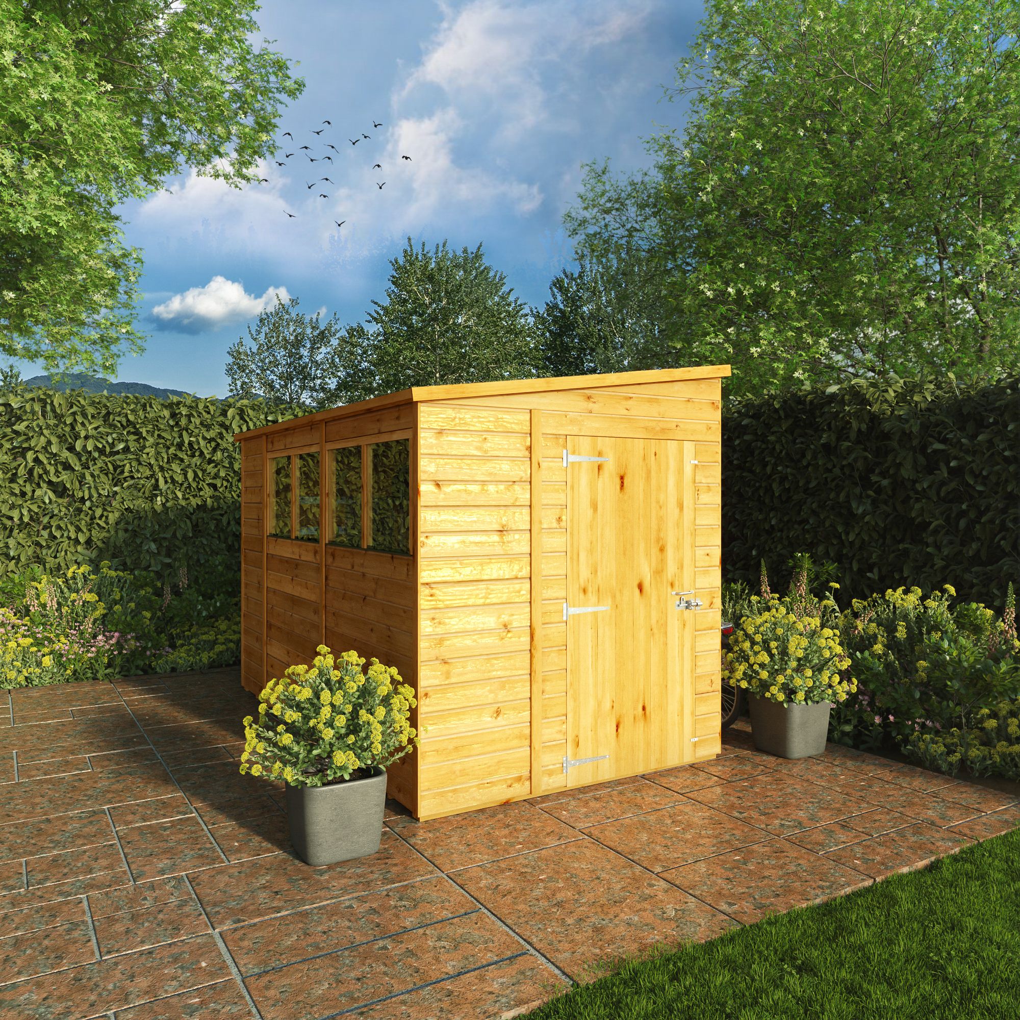 Mercia Woodsman Shiplap 10x6 ft Pent Timber Dip treated Shed with floor ...