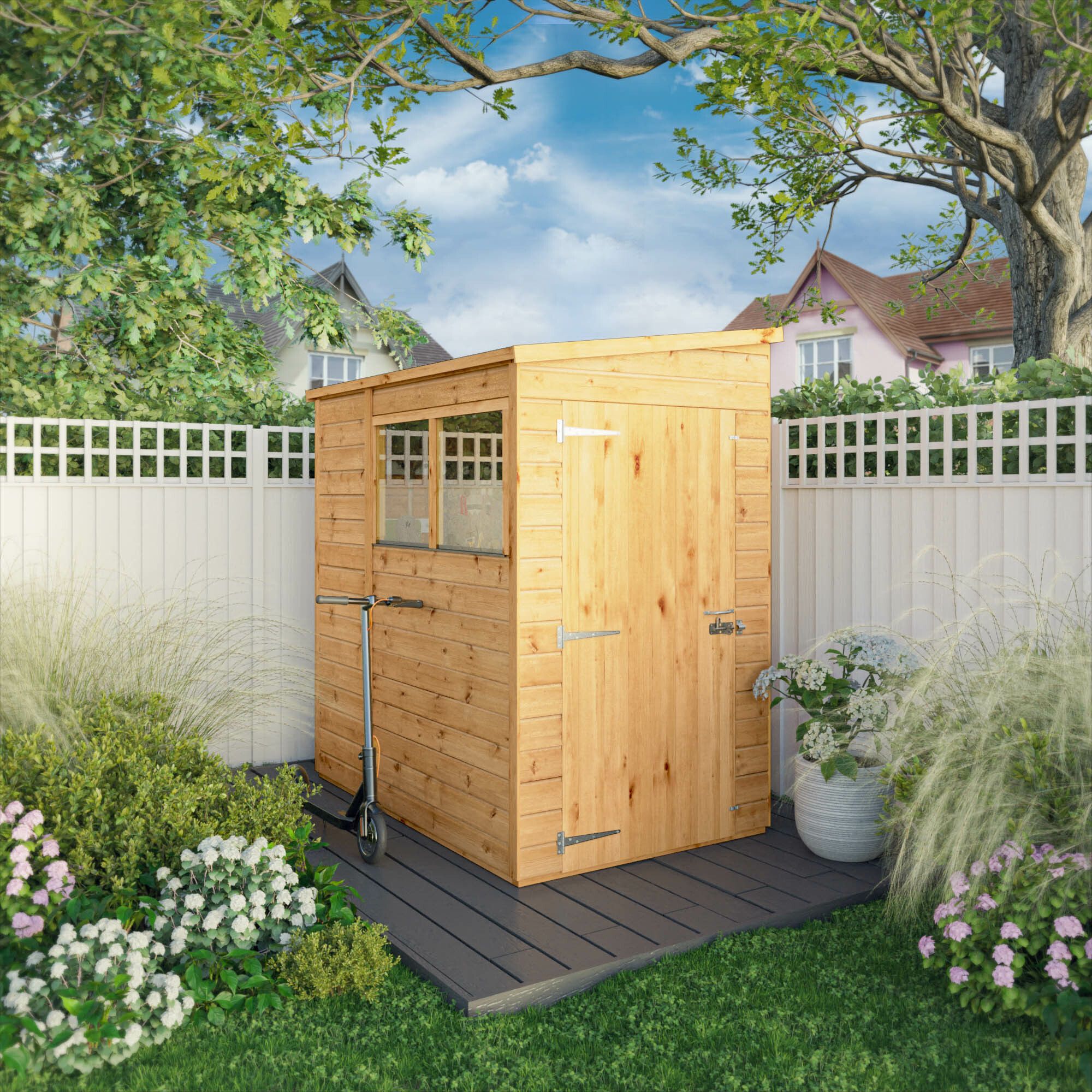 Mercia Woodsman Shiplap 6x4 ft Pent Timber Dip treated Shed with floor ...