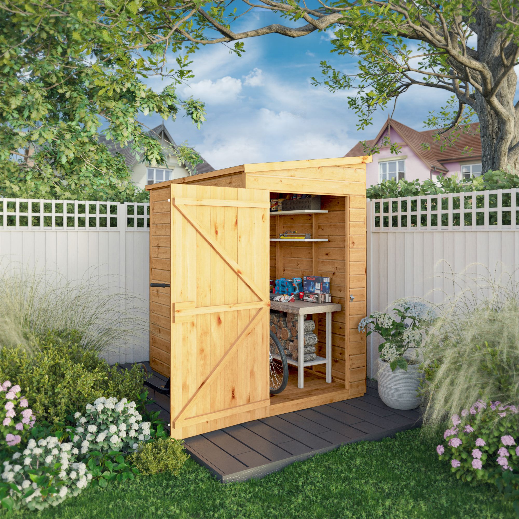 Mercia Woodsman Shiplap 6x4 ft Pent Timber Dip treated Shed with floor ...