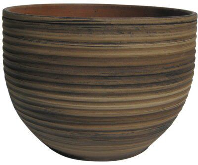 Merina Glazed Terracotta Bamboo effect Ceramic Plant pot (Dia)24cm ...