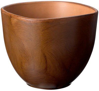 Merina Glazed Wood effect Ceramic Plant pot (Dia)14cm | DIY at B&Q