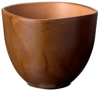 Merina Glazed Wood effect Ceramic Plant pot (Dia)16cm | DIY at B&Q