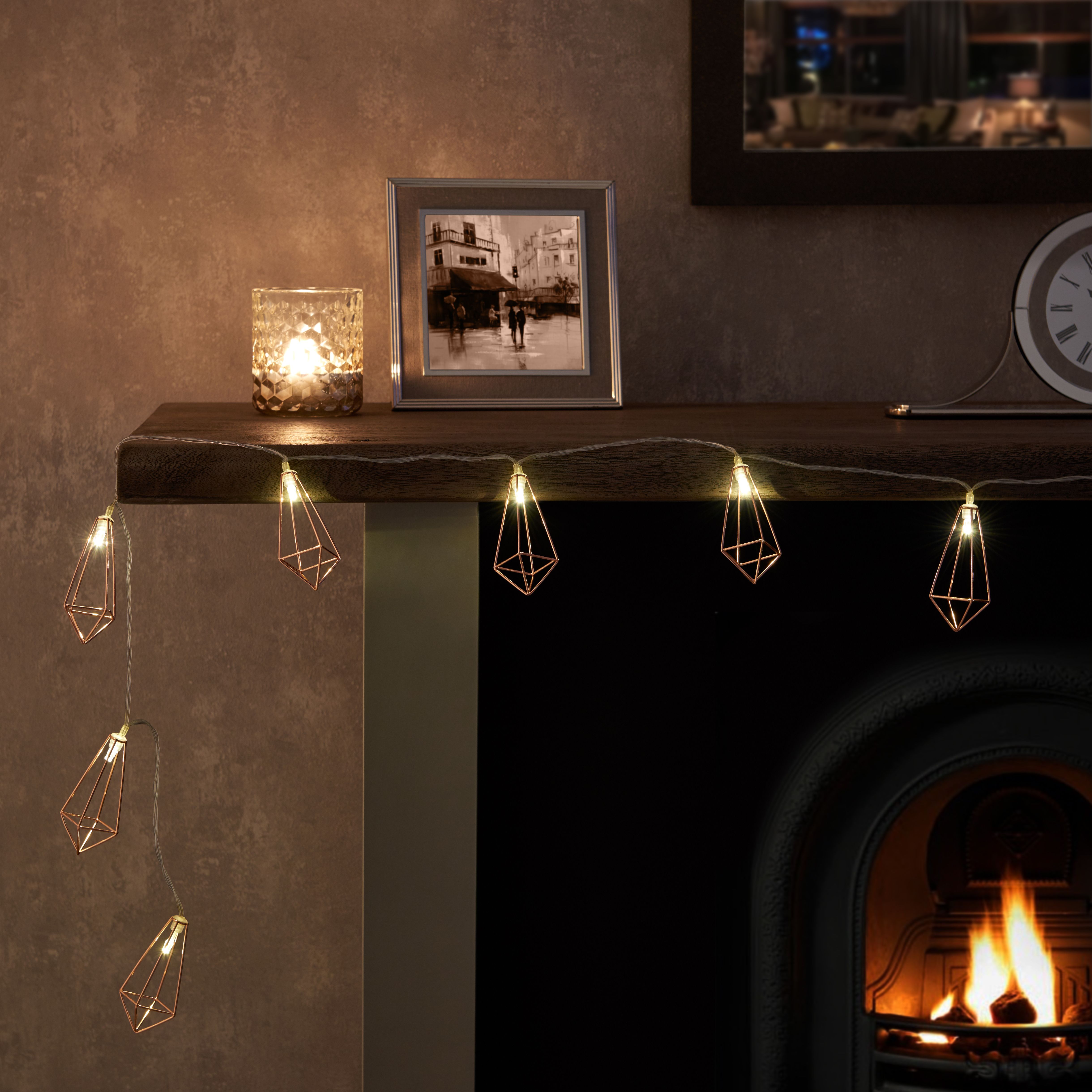 Metal cage Battery-powered Warm white 10 LED Indoor Copper String lights