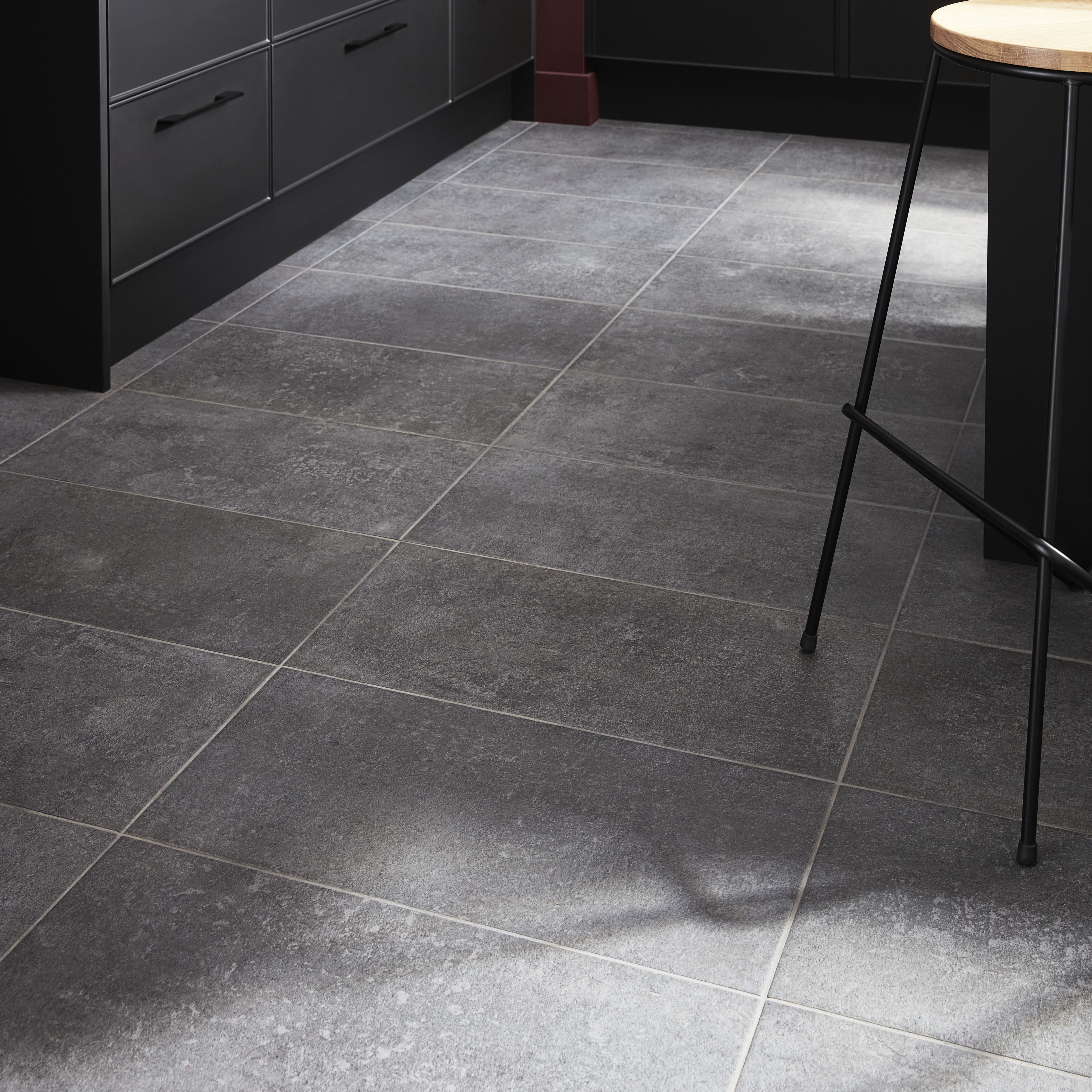 METAL ID Anthracite Matt Stone effect Textured Porcelain Indoor Wall ...
