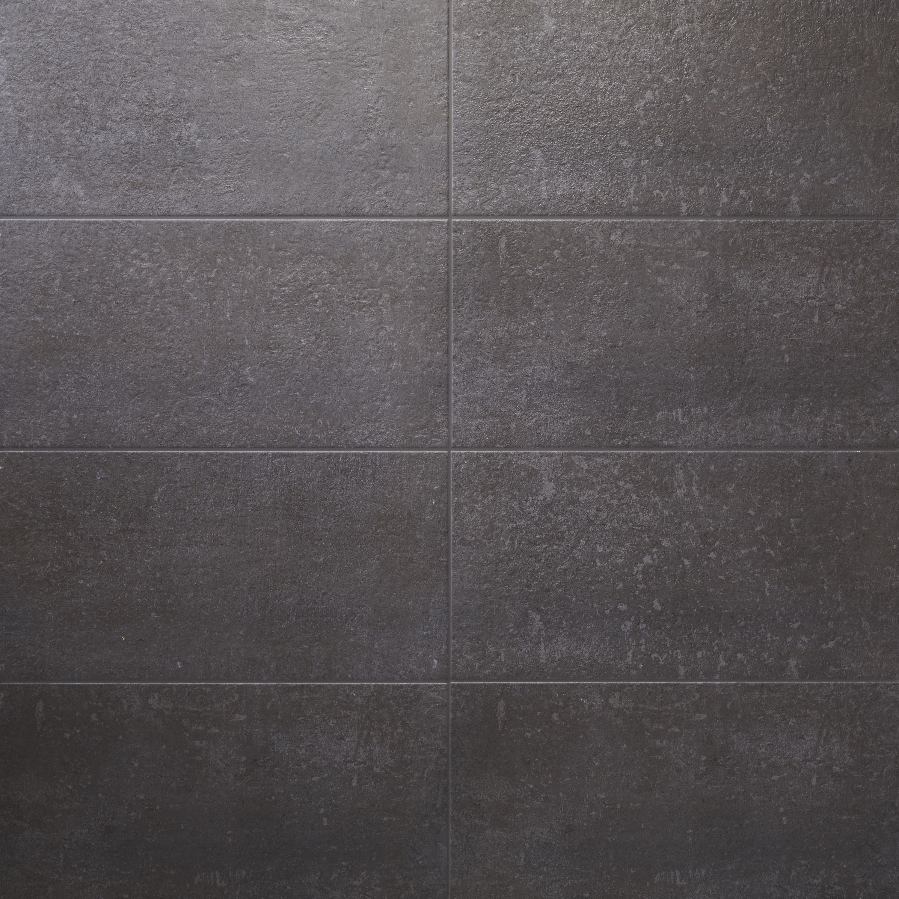 METAL ID Anthracite Matt Stone effect Textured Porcelain Indoor Wall ...
