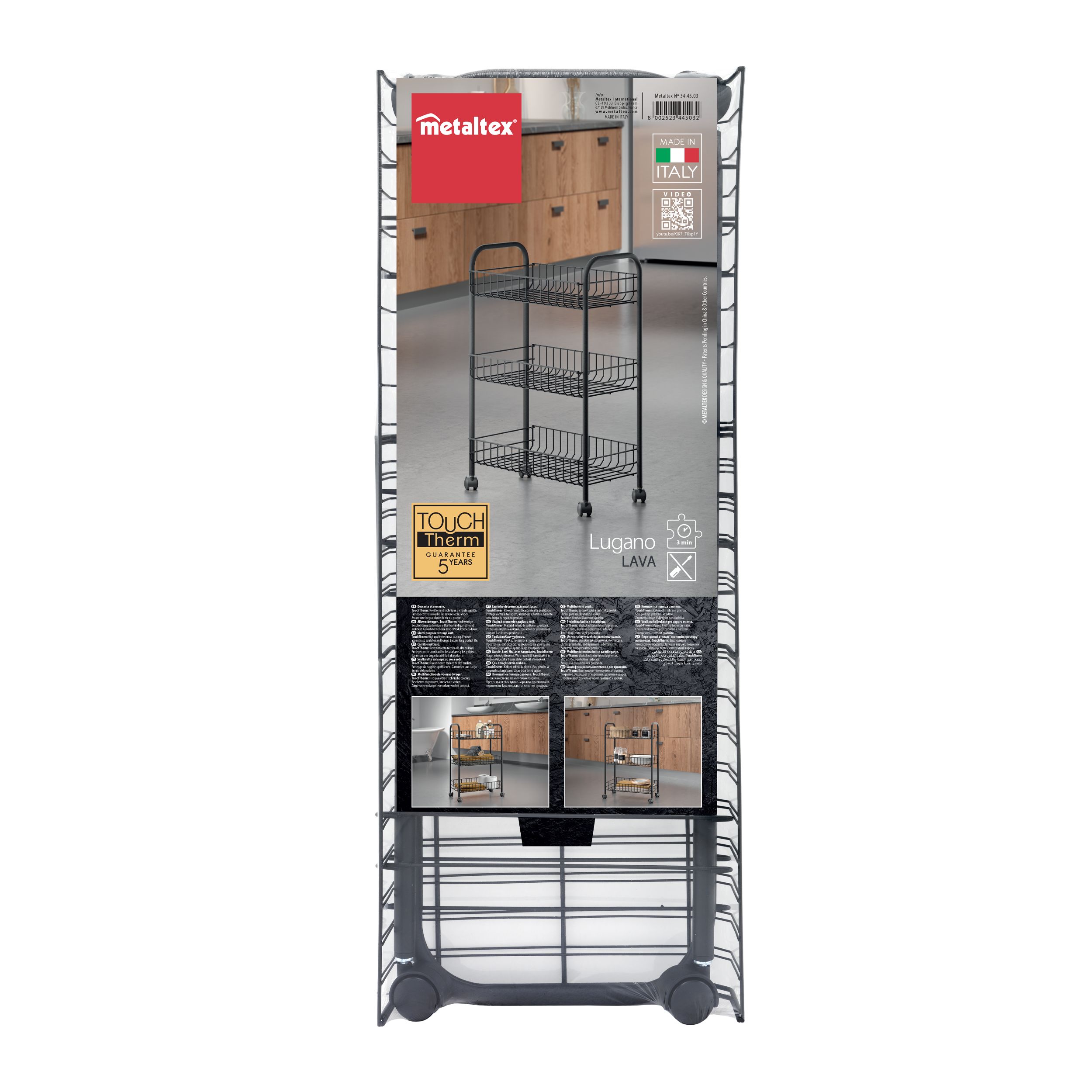 Metaltex Black 3 Tier Kitchen storage trolley