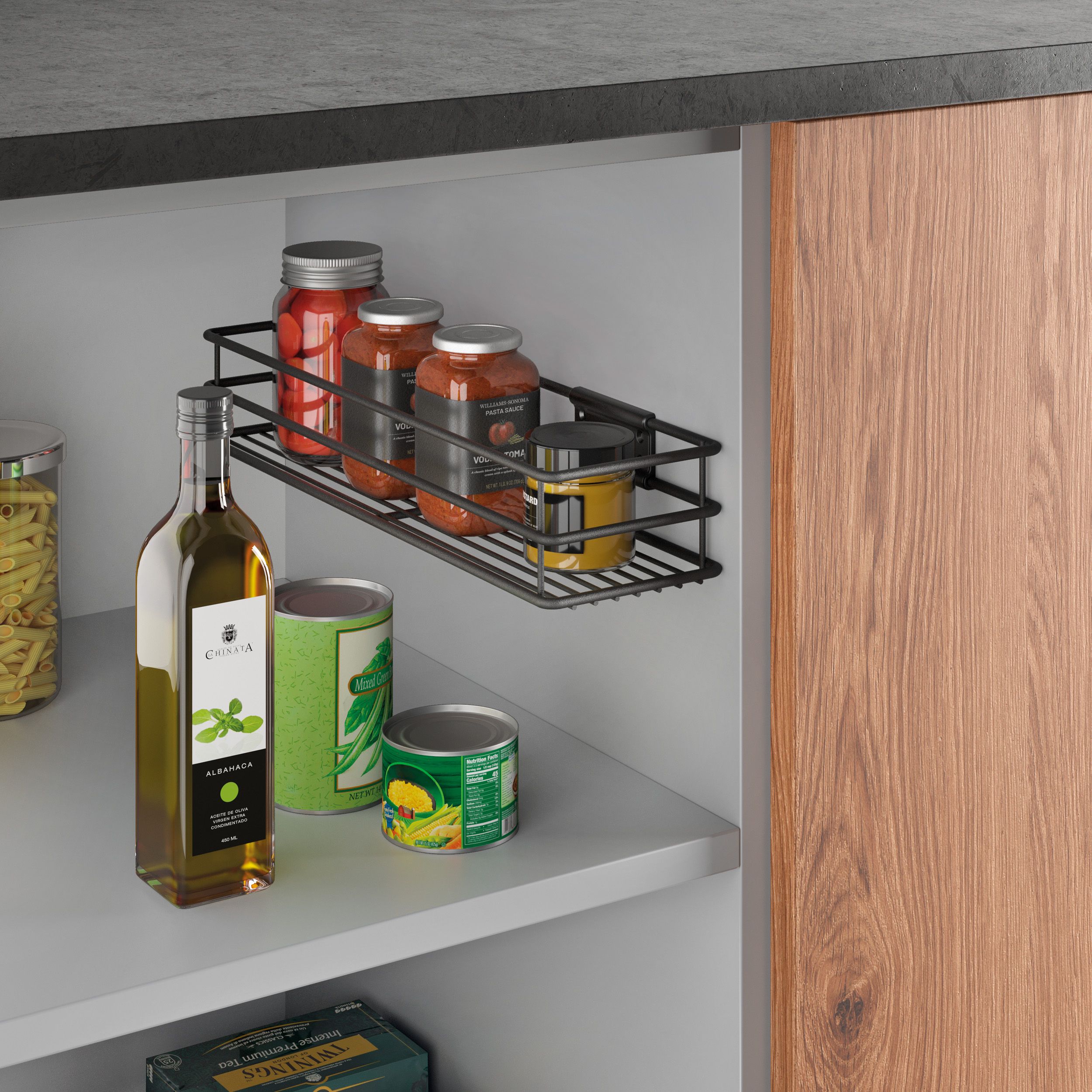 Metaltex Multifunctional Black Metal Sliding Basket