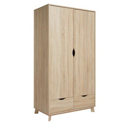 Metcalfe Matt oak effect Double Wardrobe (H)1900mm (W)992mm (D)580mm