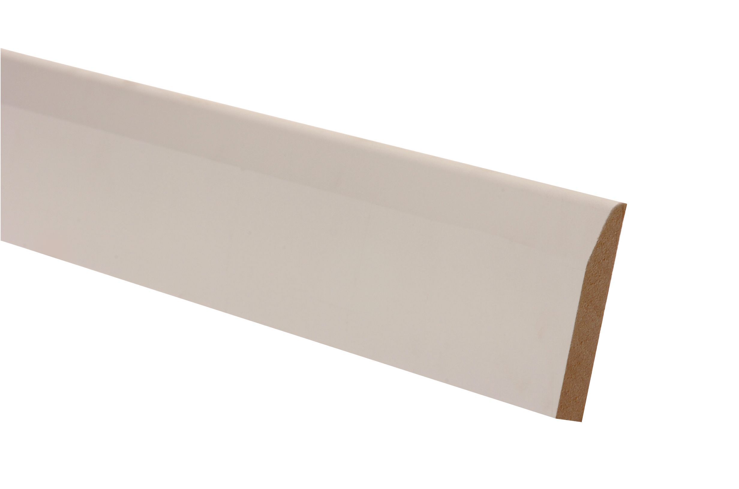 Metsä Wood Primed White MDF Chamfered Skirting board (L)2.4m (W)94mm (T ...