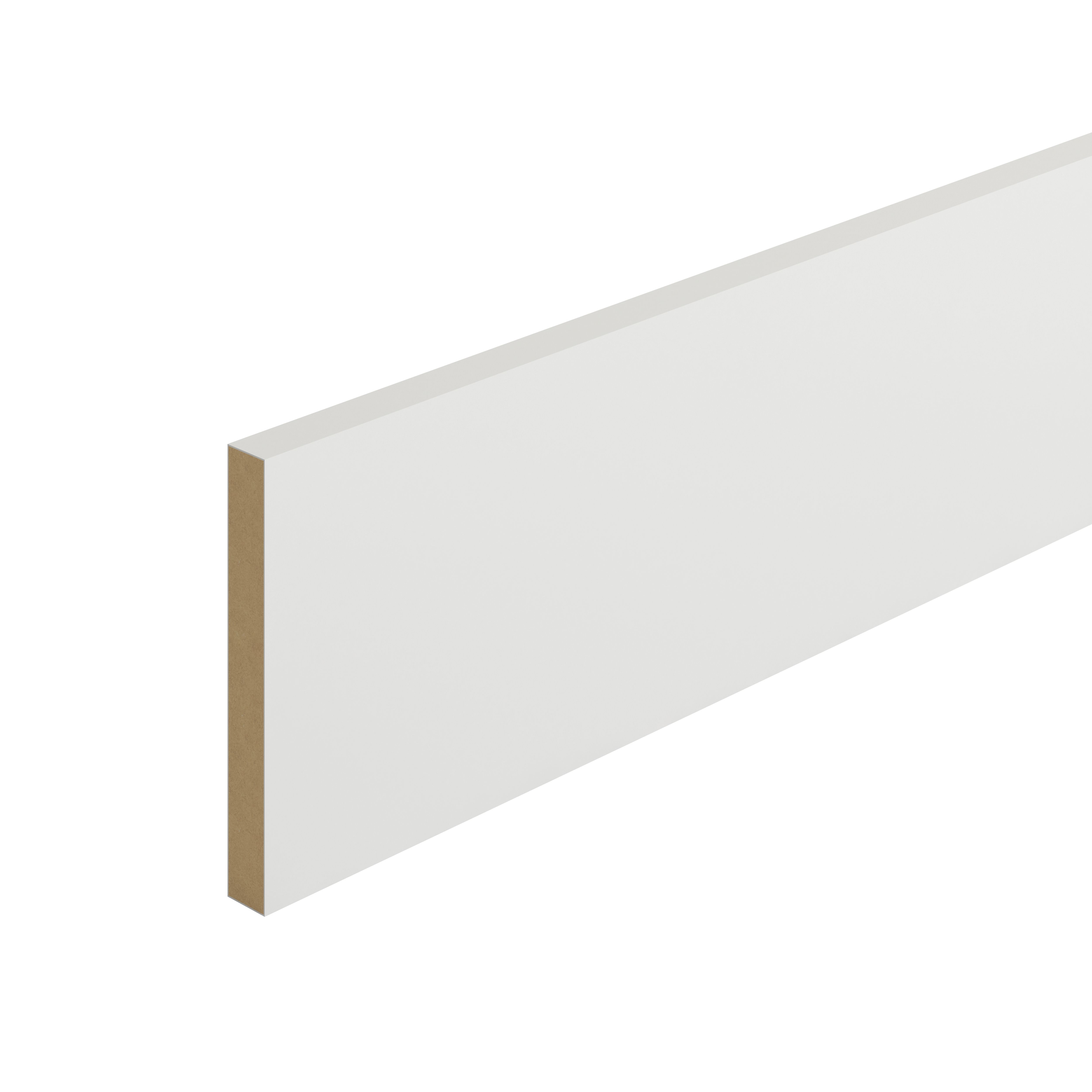 Metsä Wood Primed White MDF Square Skirting board (L)2.4m (W)144mm (T ...