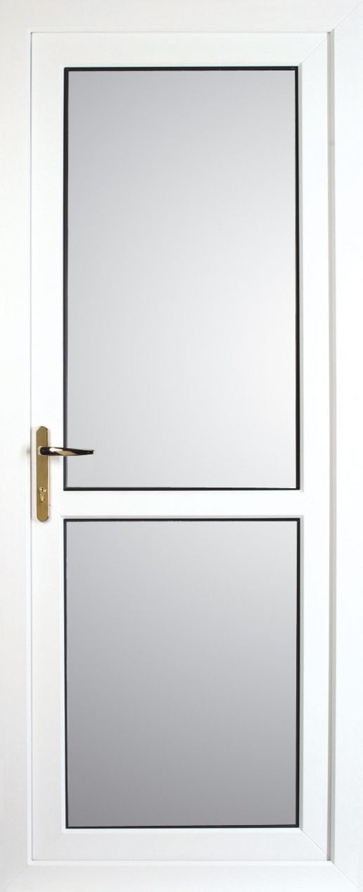 Mid bar White PVCu Fully glazed Back door & frame LH, (H)2055mm (W ...