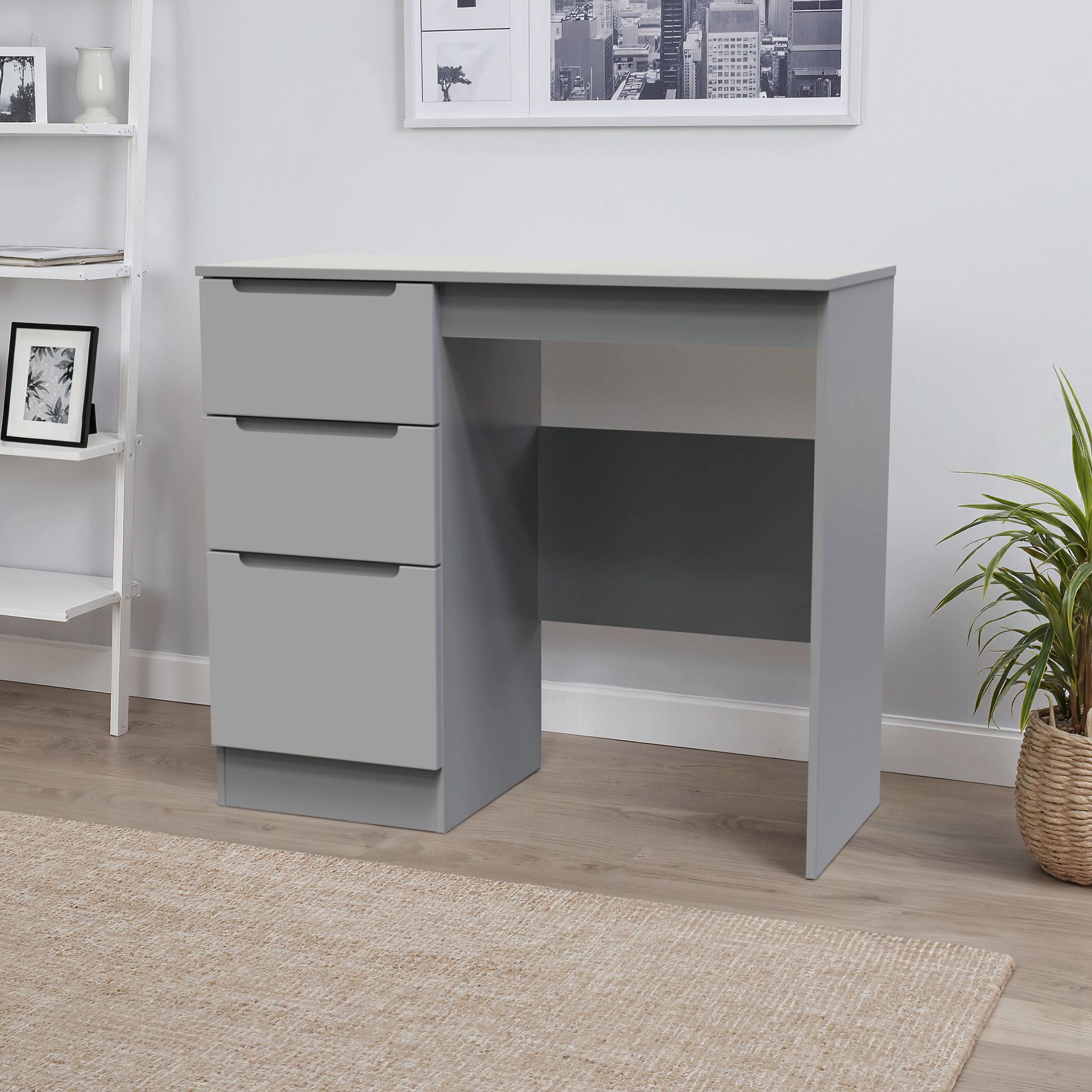 Milan Ready assembled Grey 3 Drawer Dressing table (H)785mm (W)904mm (D ...