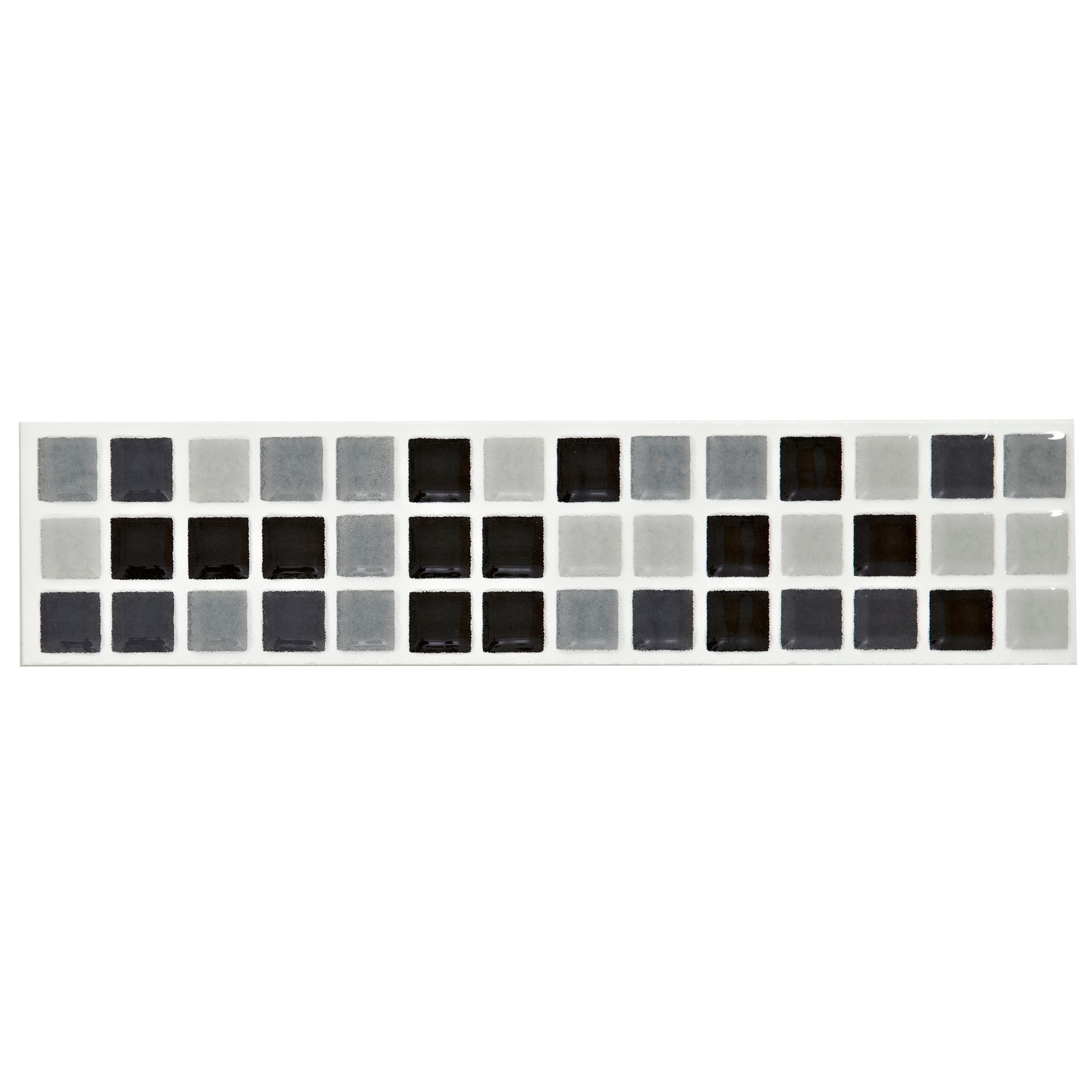 Mini mosaic Black & white Mosaic Ceramic Border tile, (L)200mm (W)45mm ...