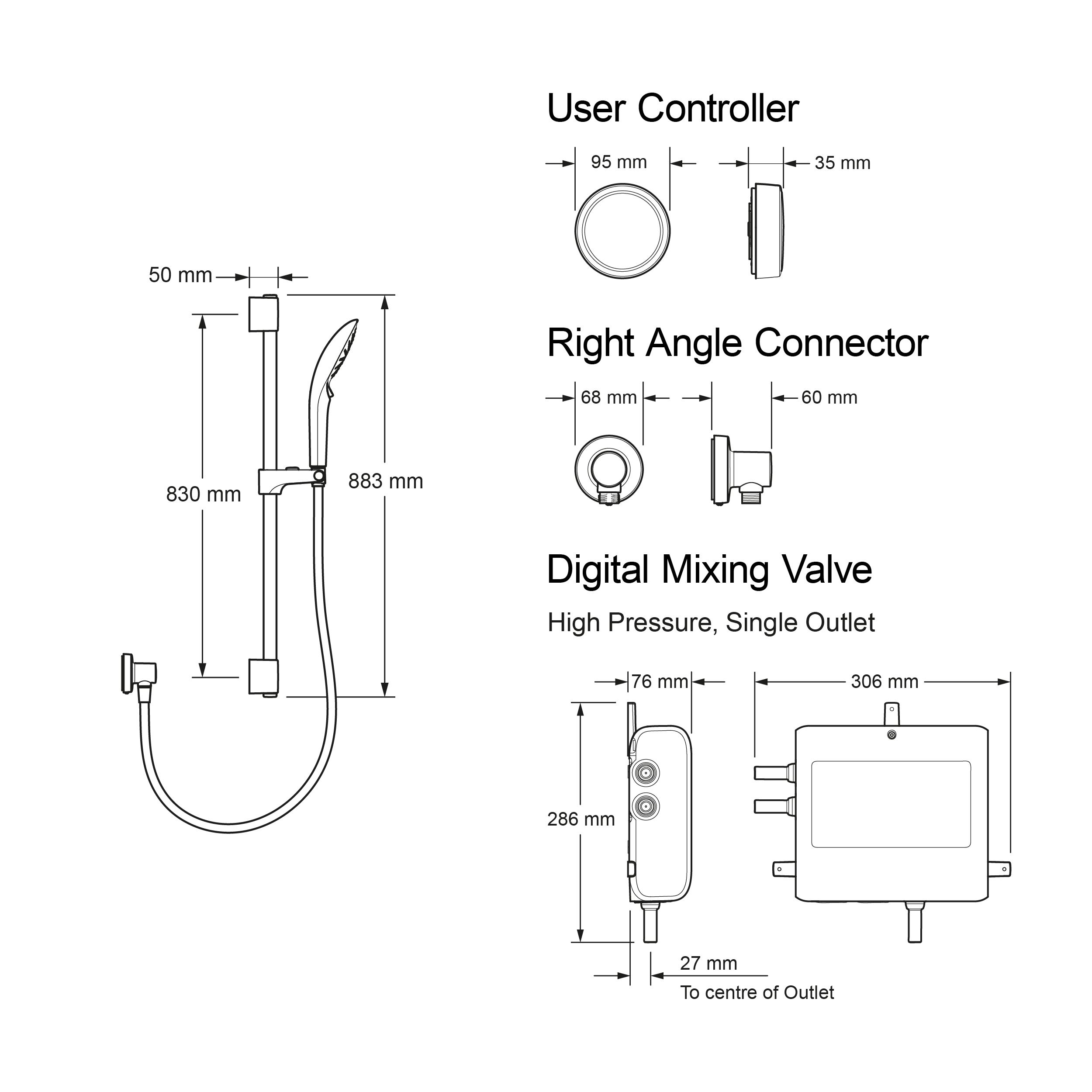 Mira Activate Single Chrome effect Rear fed High pressure Digital ...