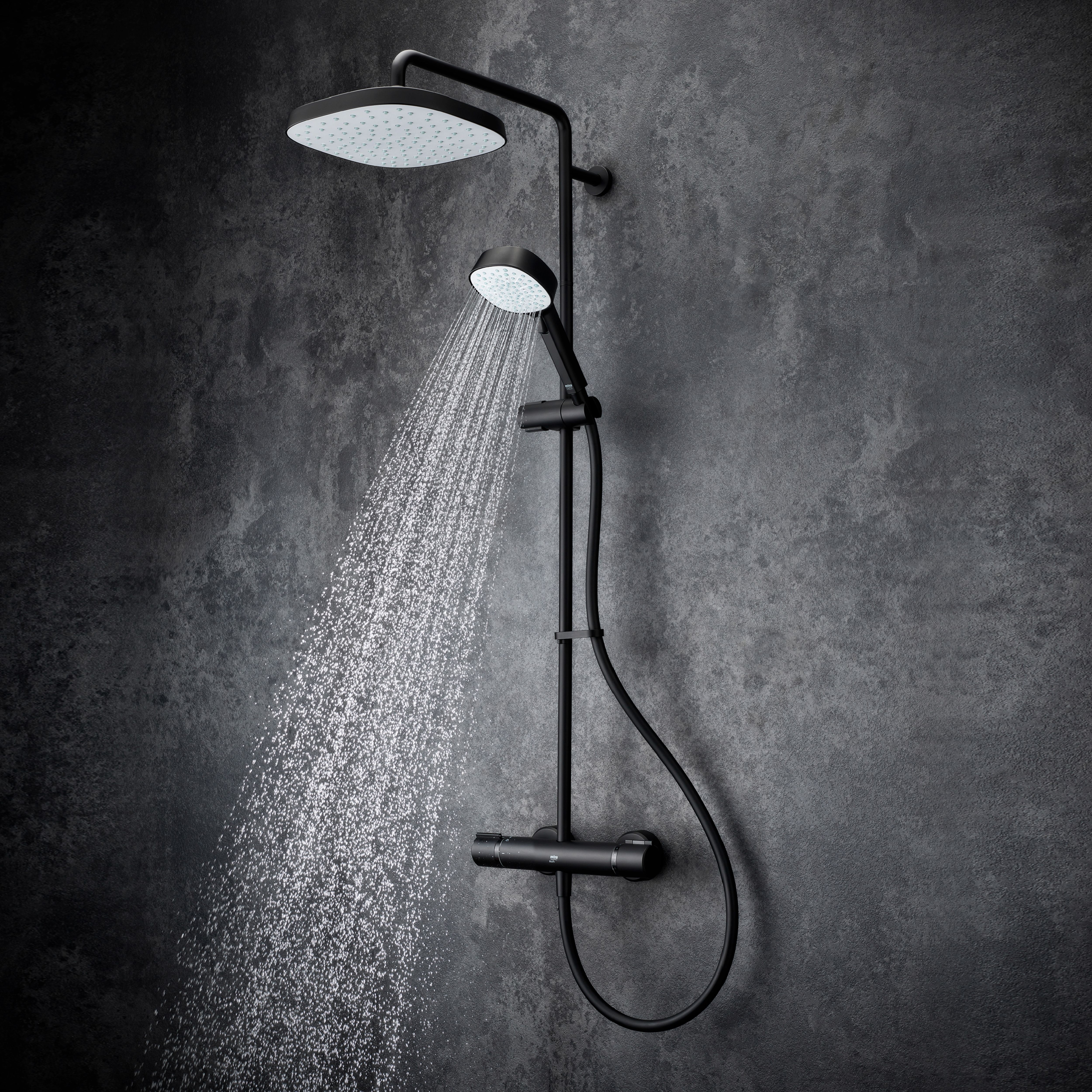 Mira Atom Matt Black Dual H/P combi mixer Shower with 2 heads & 1.25m ...
