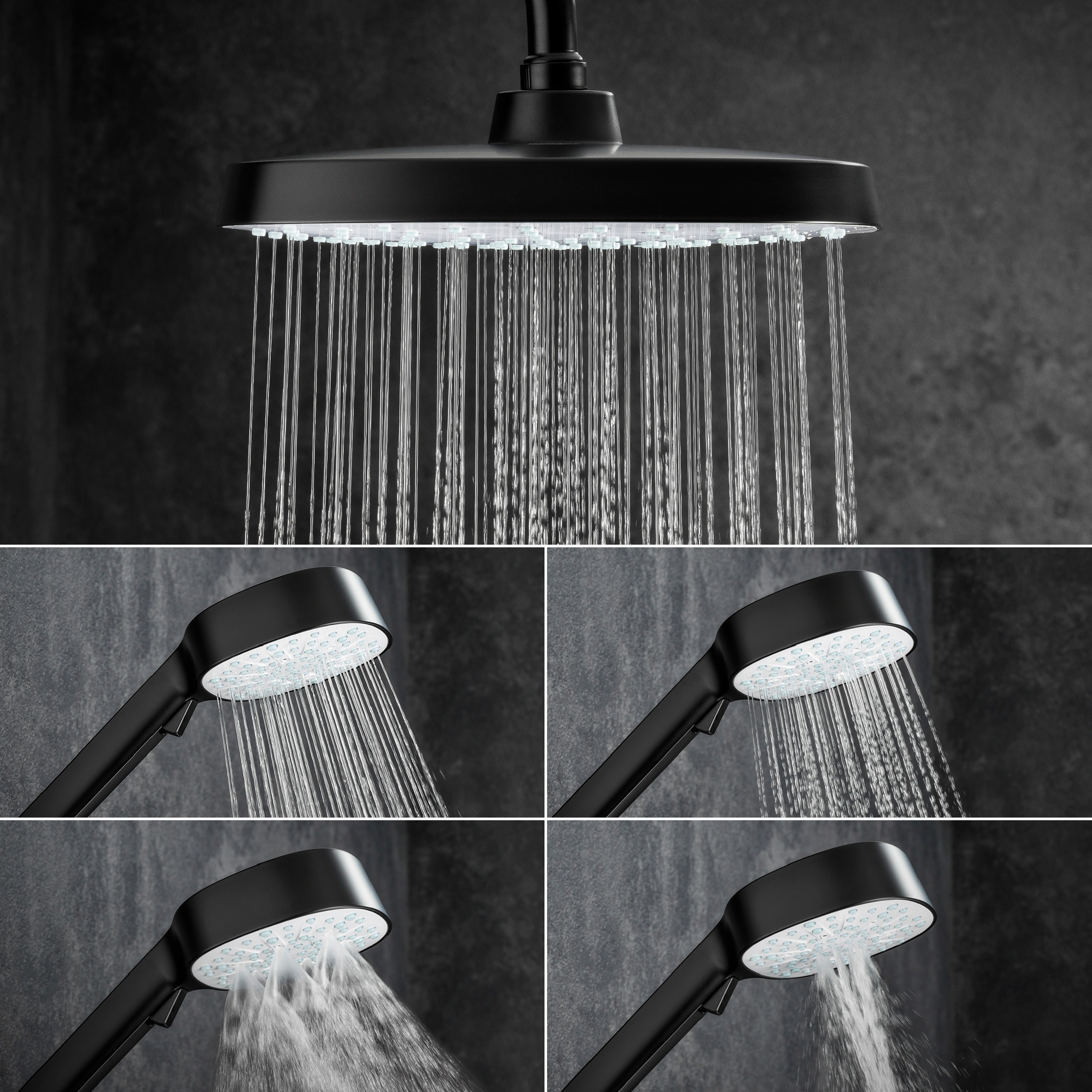 Mira Atom Matt Black Dual H/P combi mixer Shower with 2 heads & 1.25m ...