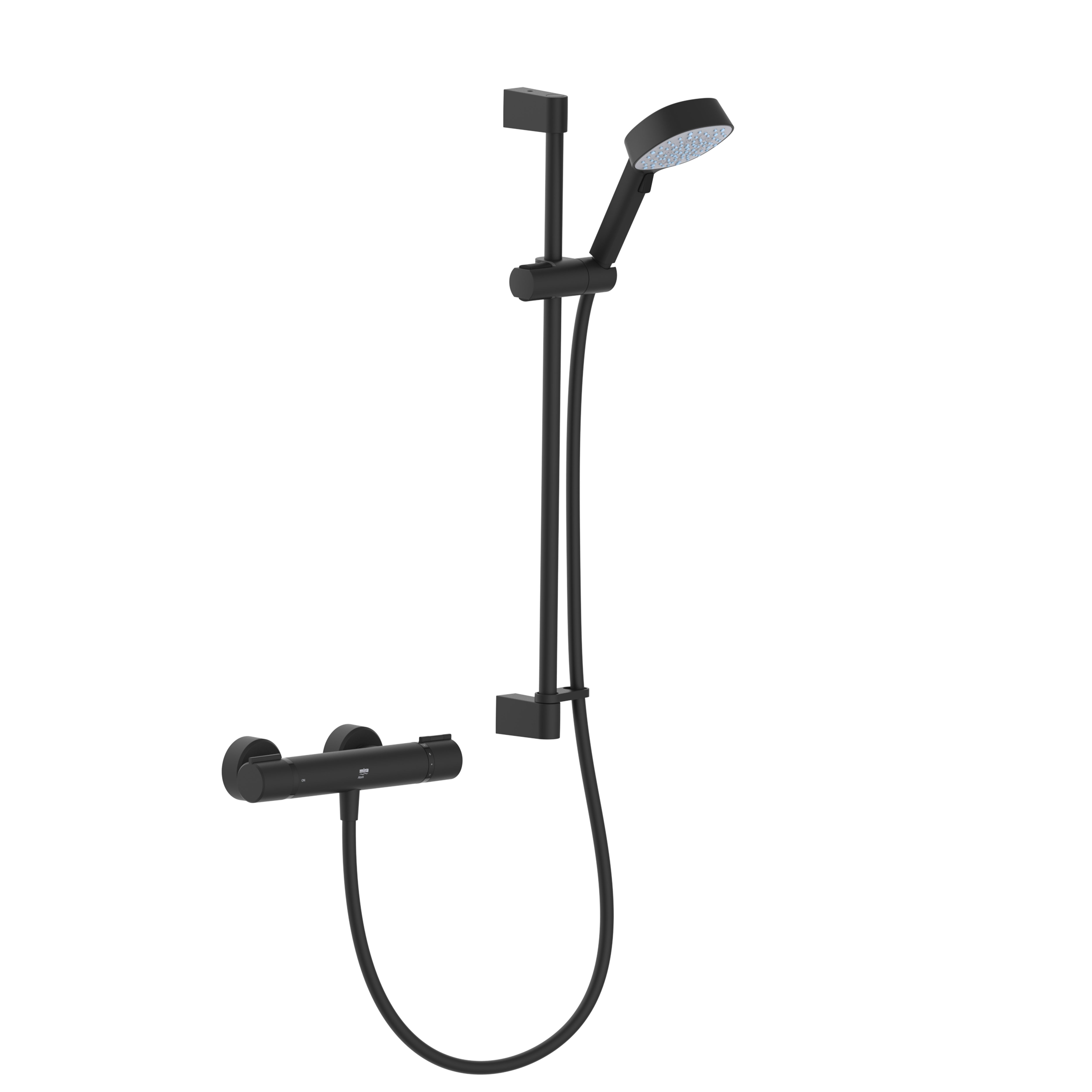 Mira Atom Matt Black Rear fed Thermostatic Mixer Shower & 1.25m hose length