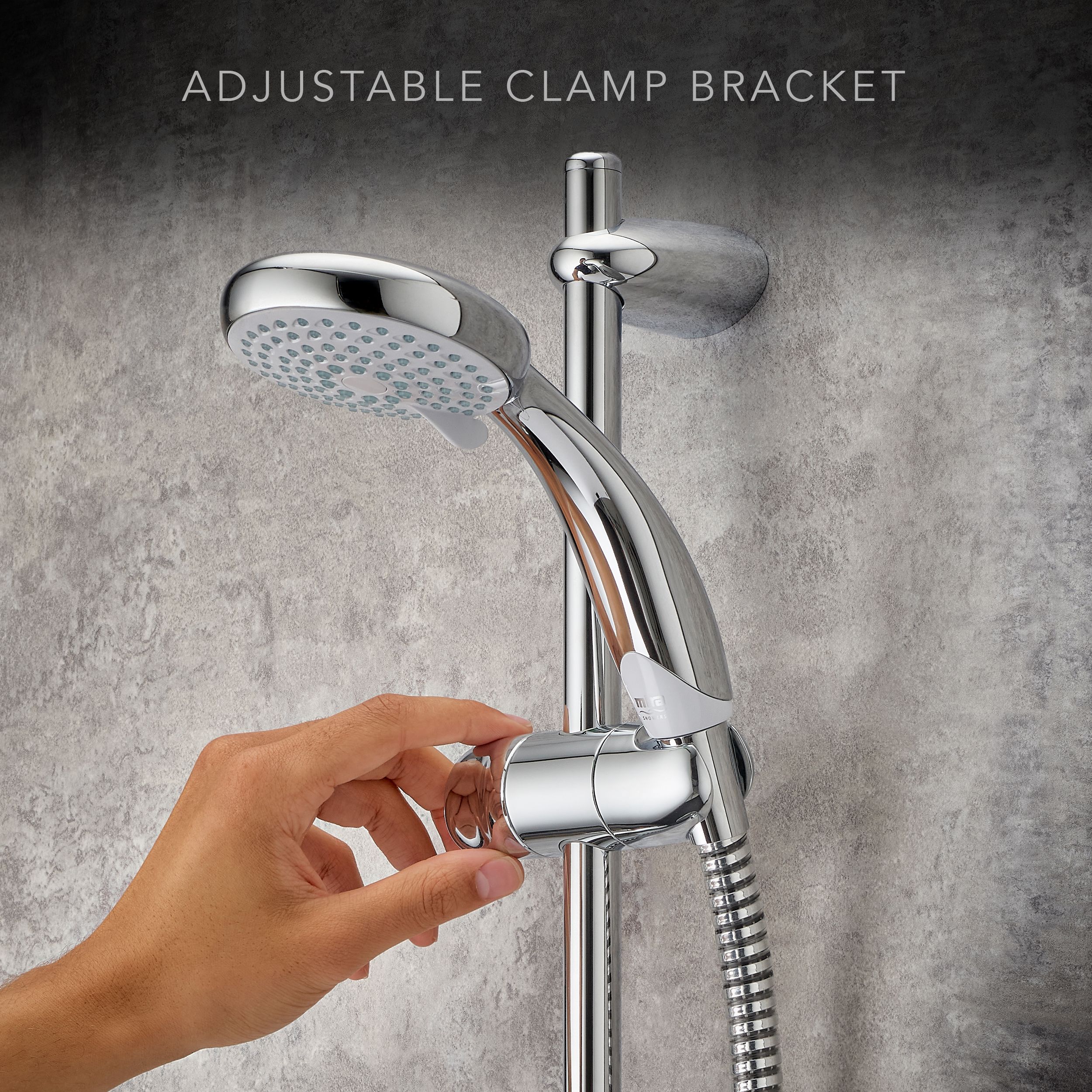 Mira Nectar 4-spray pattern White Chrome effect Shower riser rail kit ...